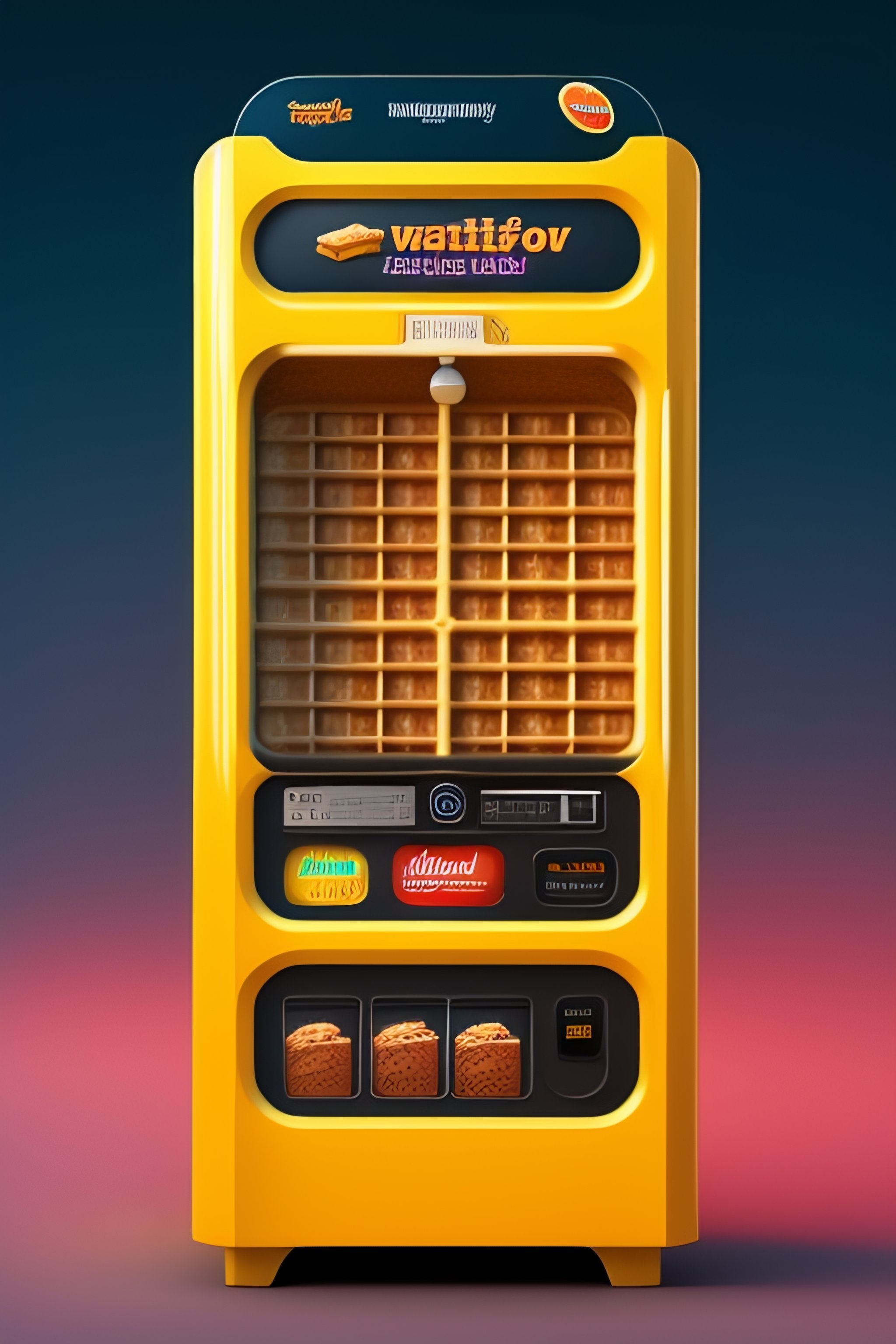 Lexica - A waffle vending machine, cute. Concept art illustration