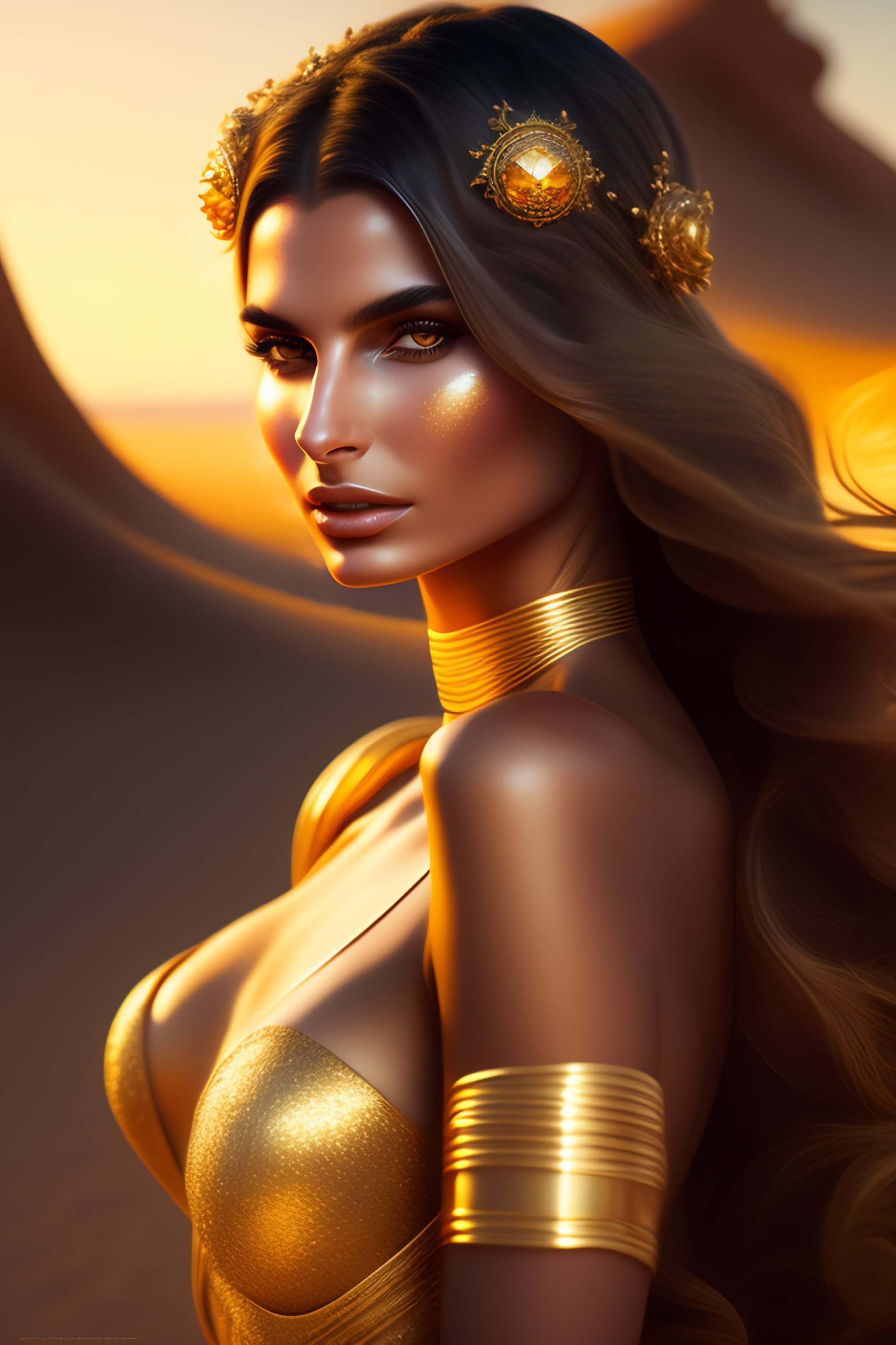 Lexica - A beautiful cinematic female sand goddess, emily ratajkowski ...