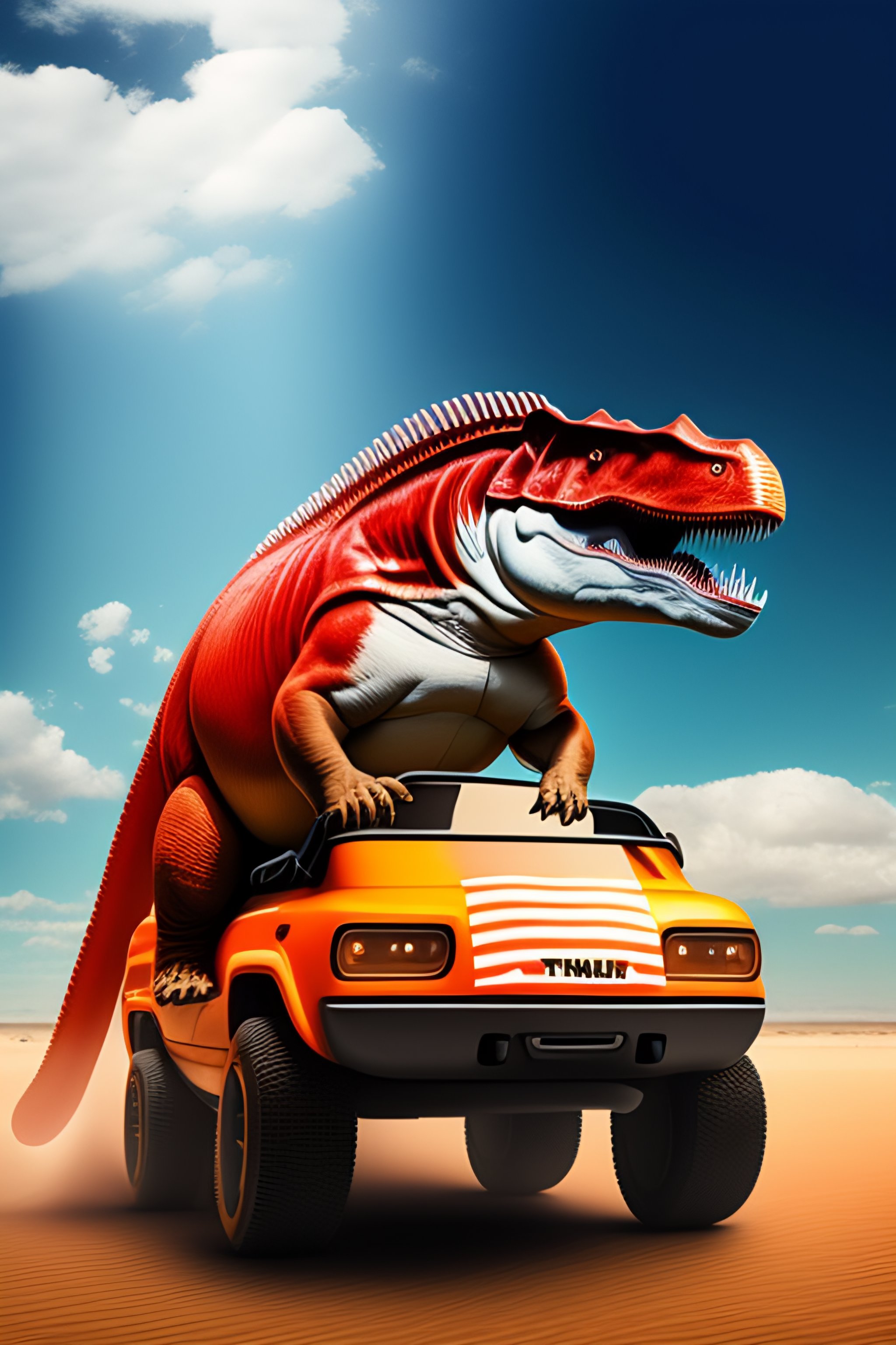 Lexica - Donald trump riding a t-rex