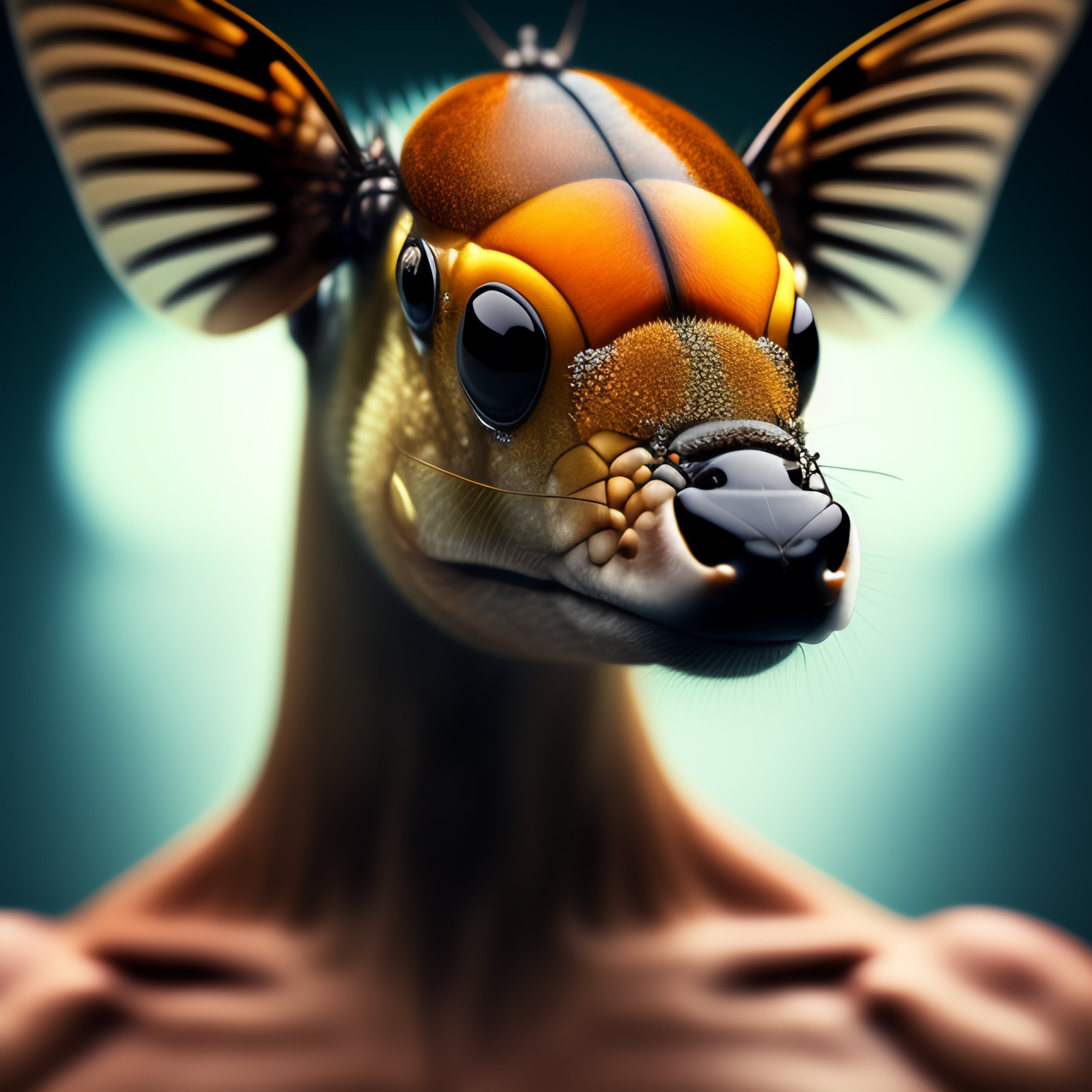 Lexica - Photo of a creature with the head of a man and the body of a fly