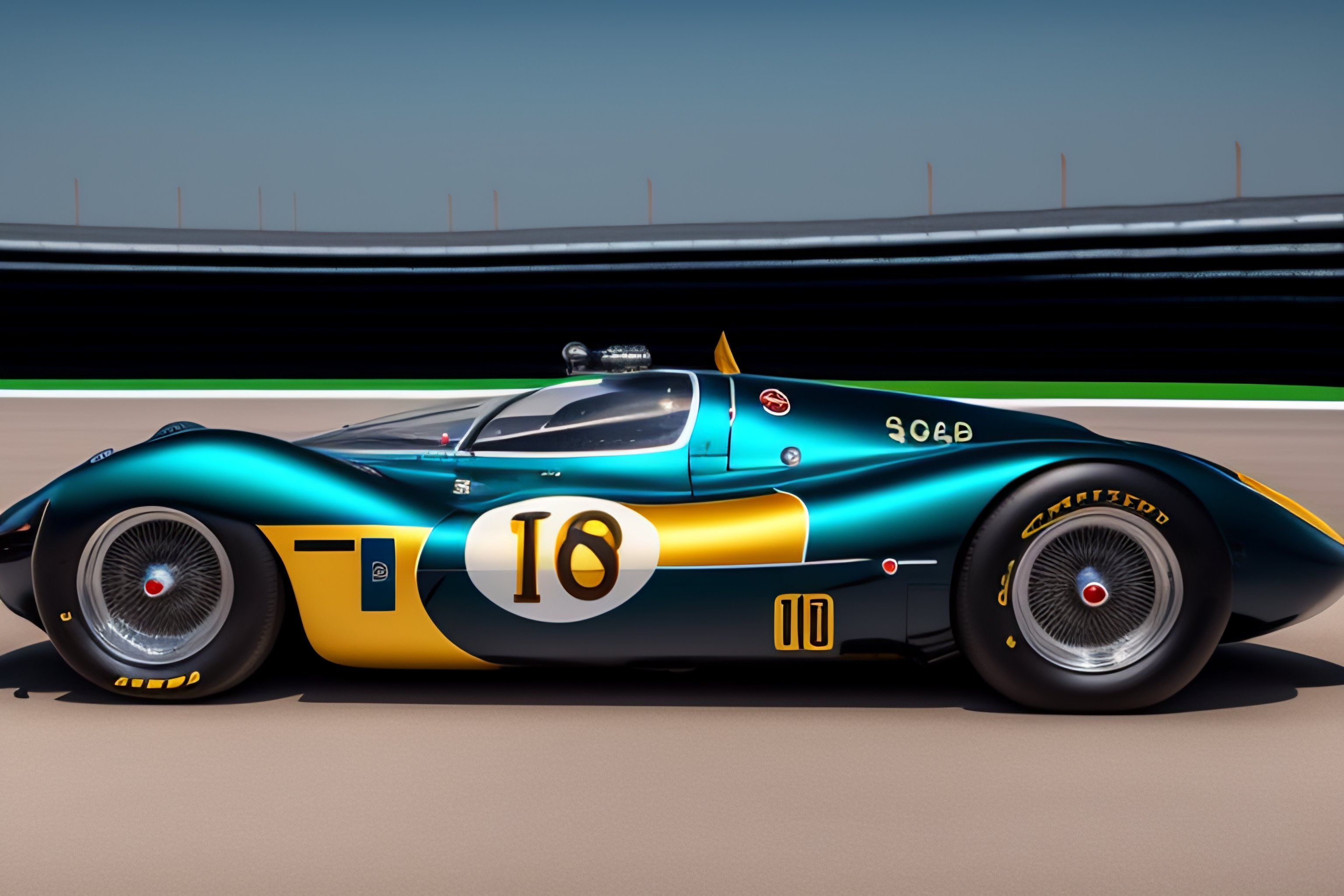 Lexica - Side of a 1966 Bugatti prototype race car at Le Mans