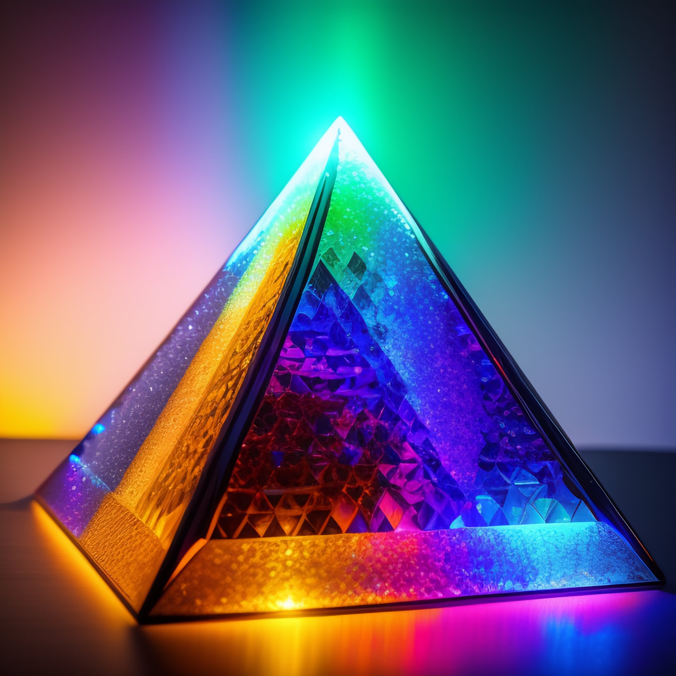 Lexica - Pyramid made of rainbow crystals, glass materials, fractal ...