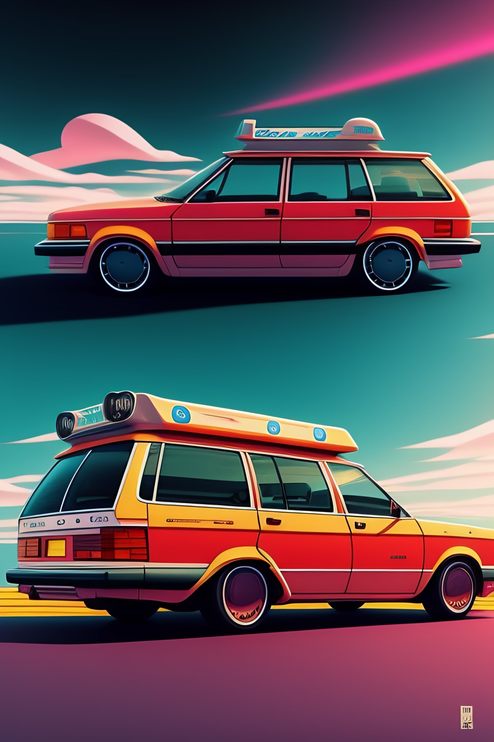 Lexica - Volvo station wagon 850 ,in the style of 90's vintage anime ...