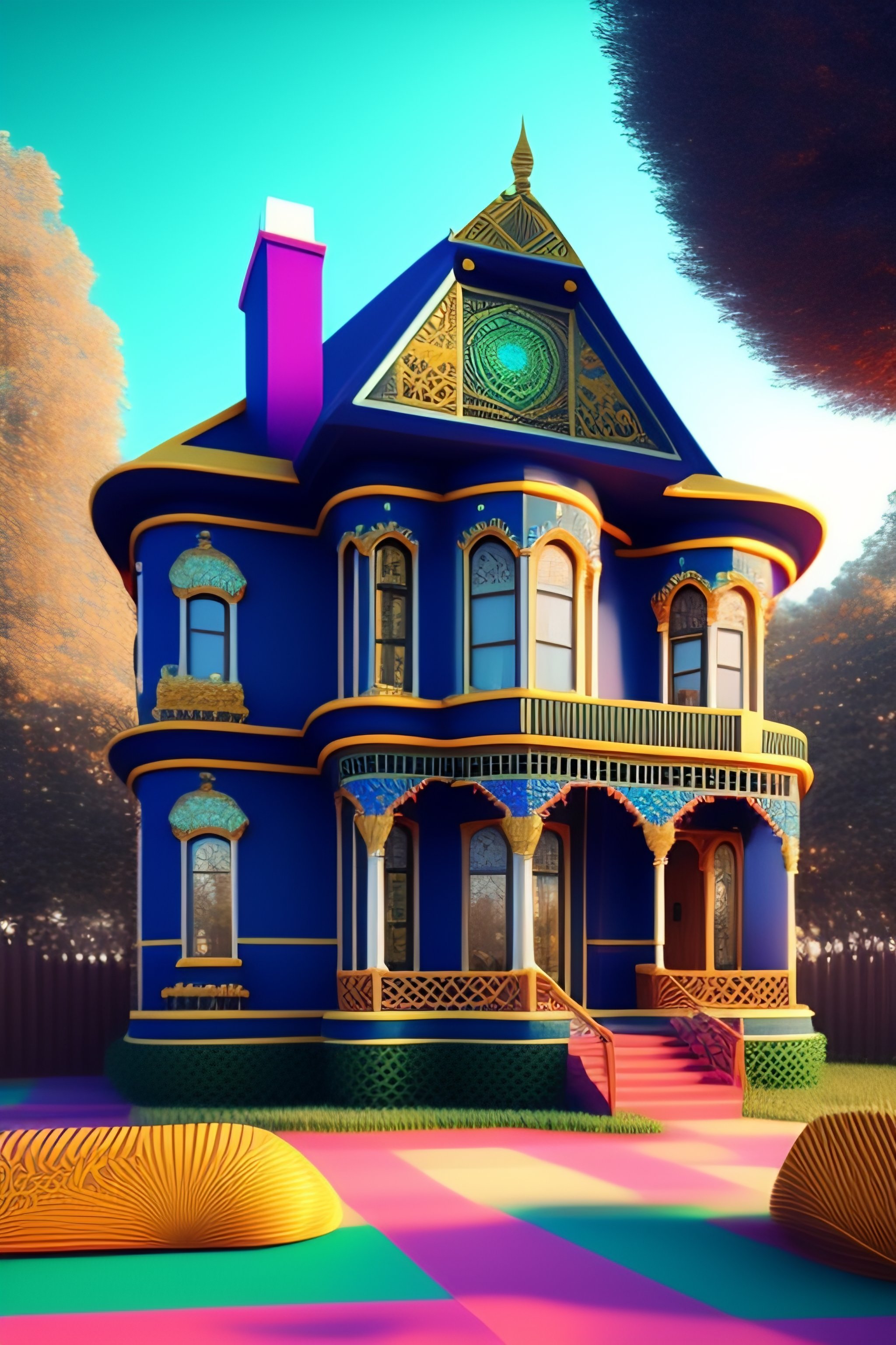 Lexica - The most psychedelic geometric patterned Victorian house ...