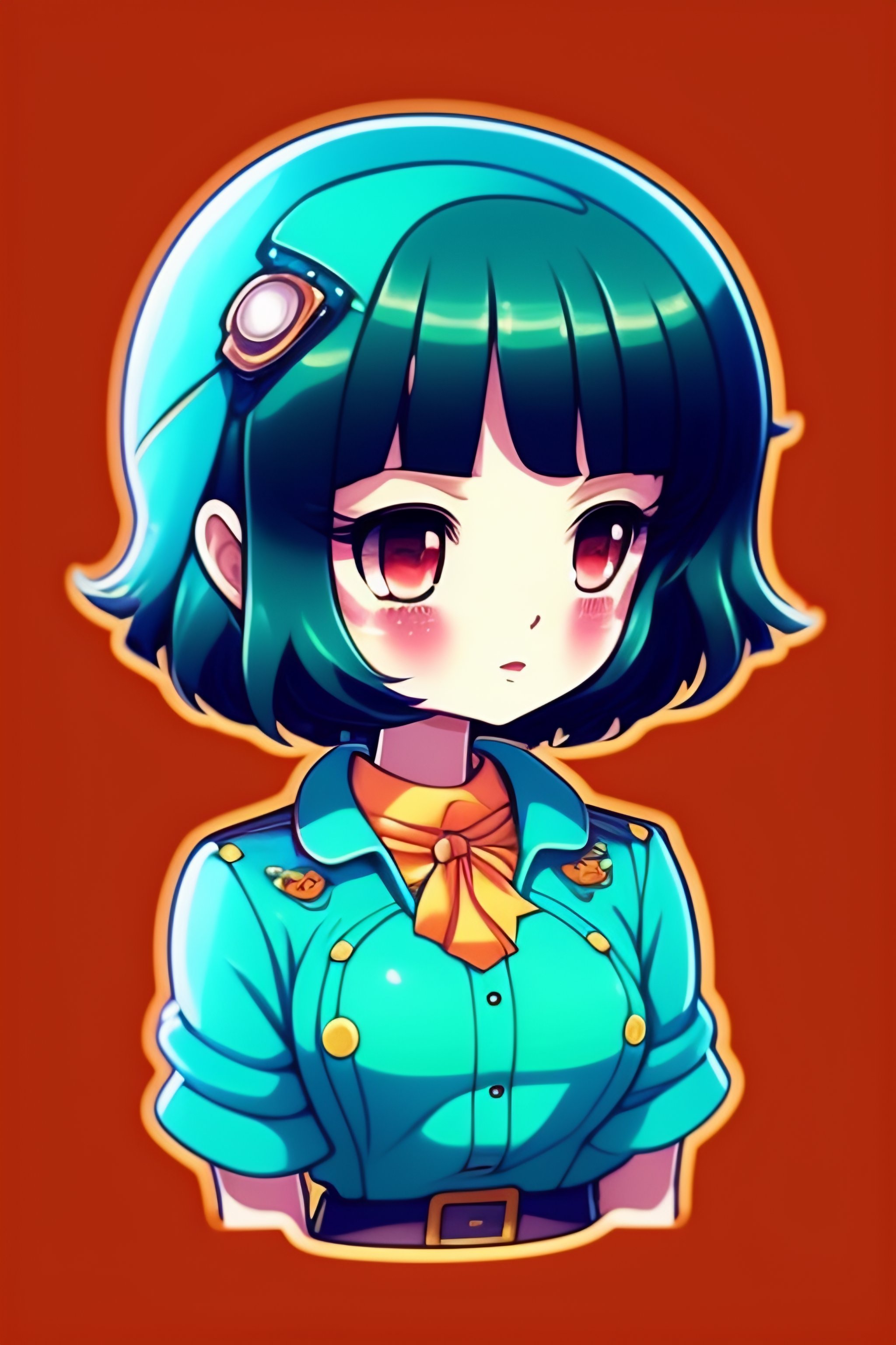 Lexica - Cute chibli girl sticker, anime style, solid background color