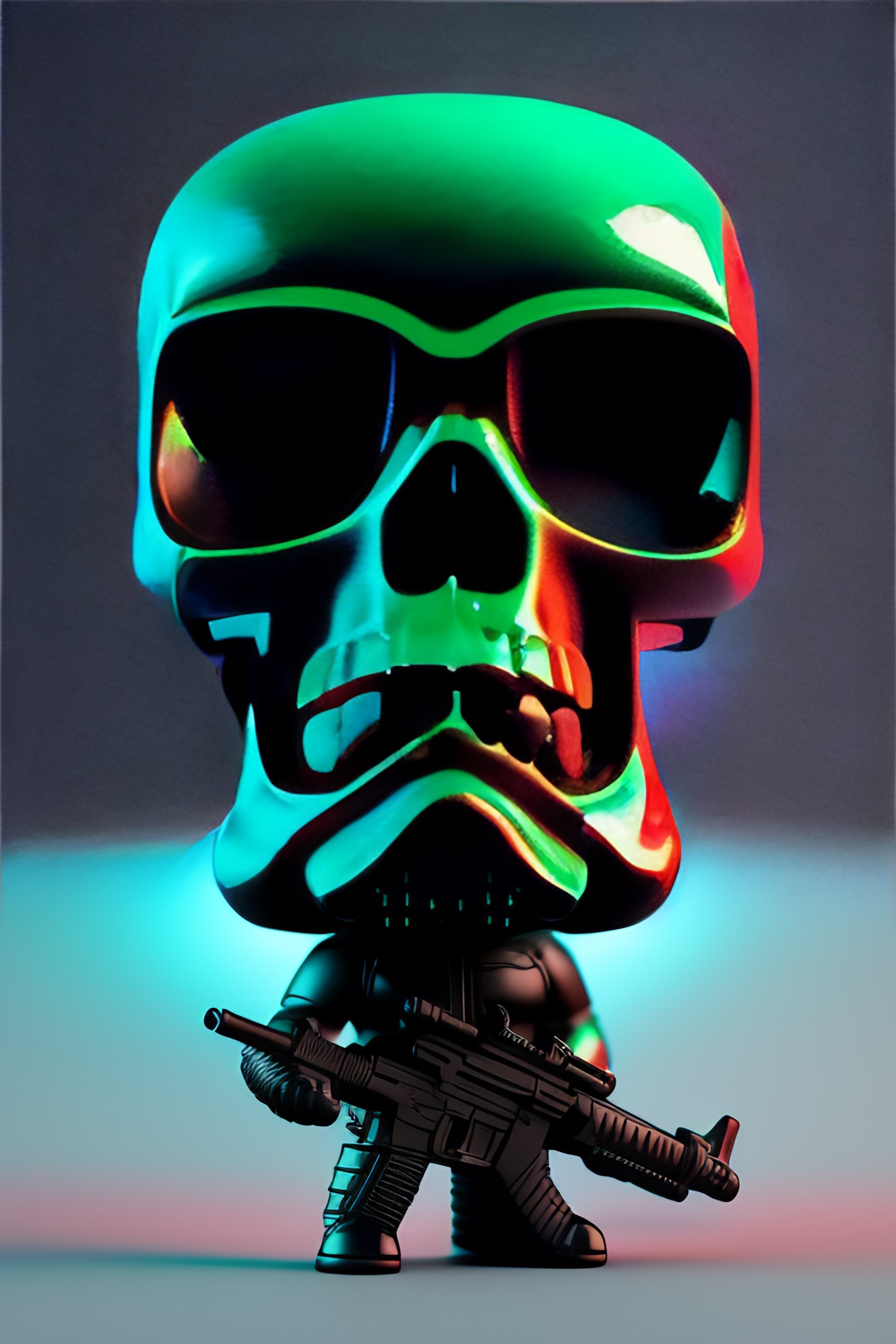 Lexica - 3d render of funko pop skull with gun squadt artoyz freg ...