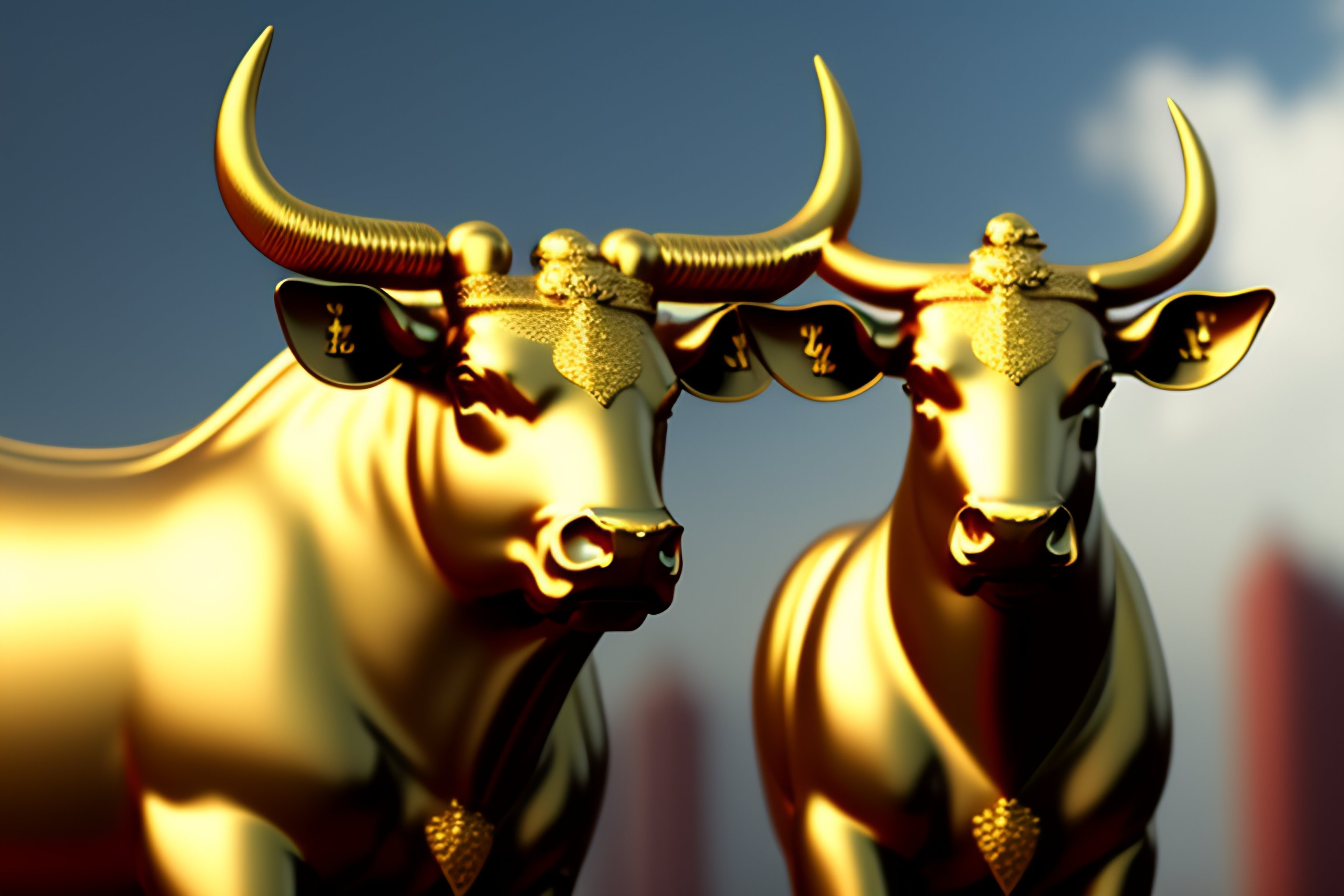 Lexica - Golden bull wearing a necklace of the letter Z