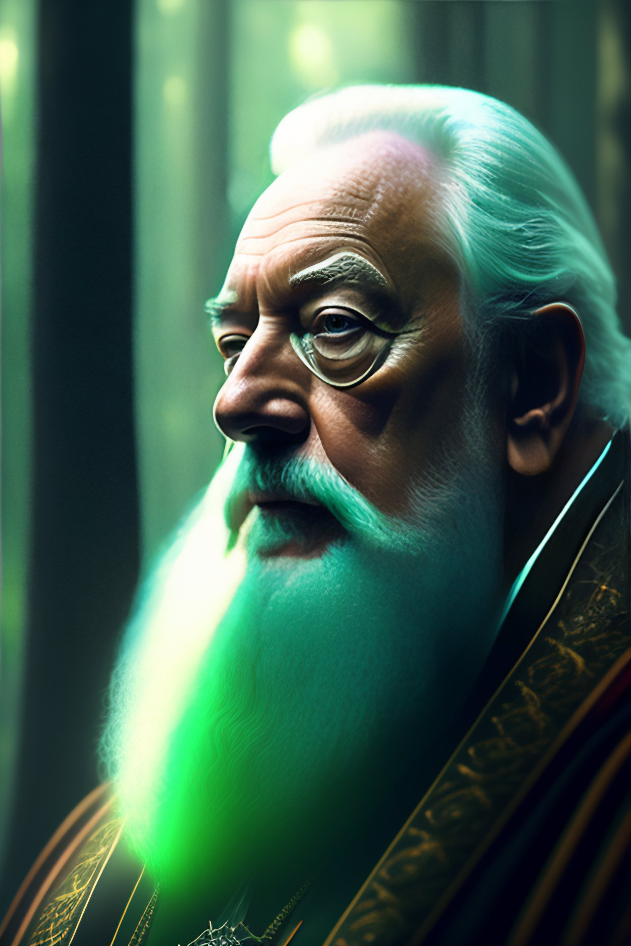 Lexica - Michael Gambon as Dumbledore, magical, forest, evening, green ...