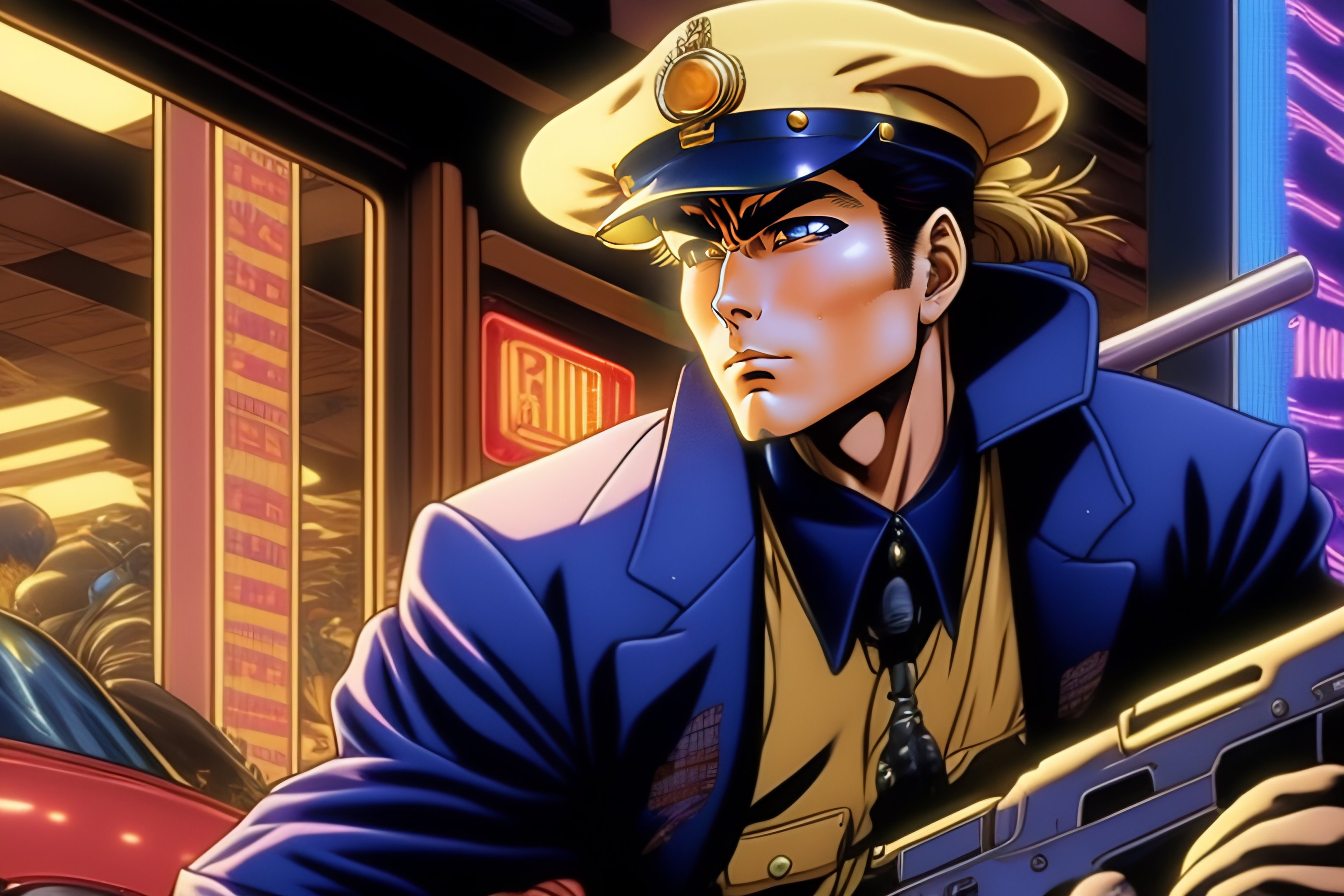 Lexica - Vintage 90's anime style environmental wide shot of a robber ...