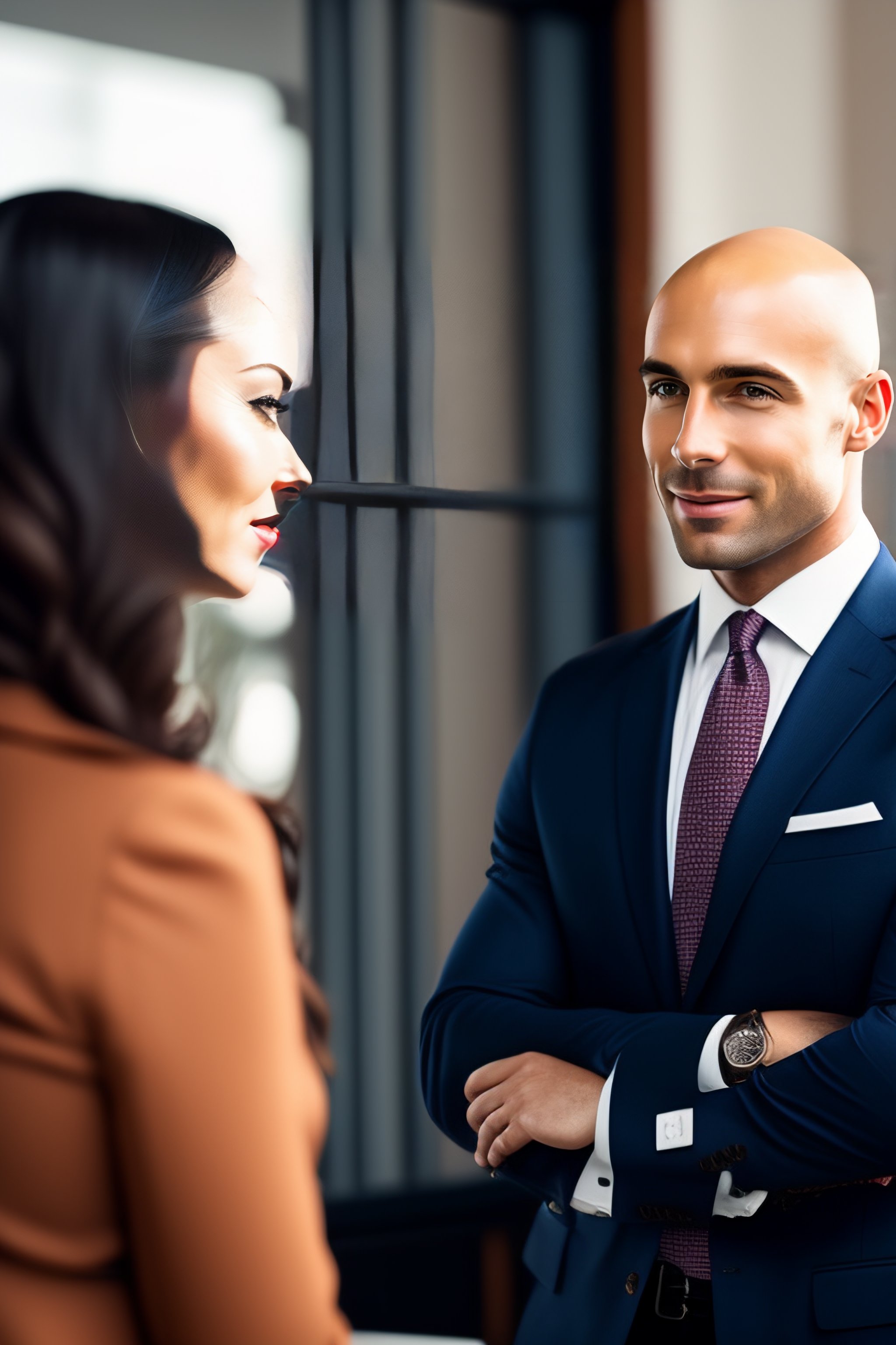 Lexica - Bald marketing guy instructs young female interns