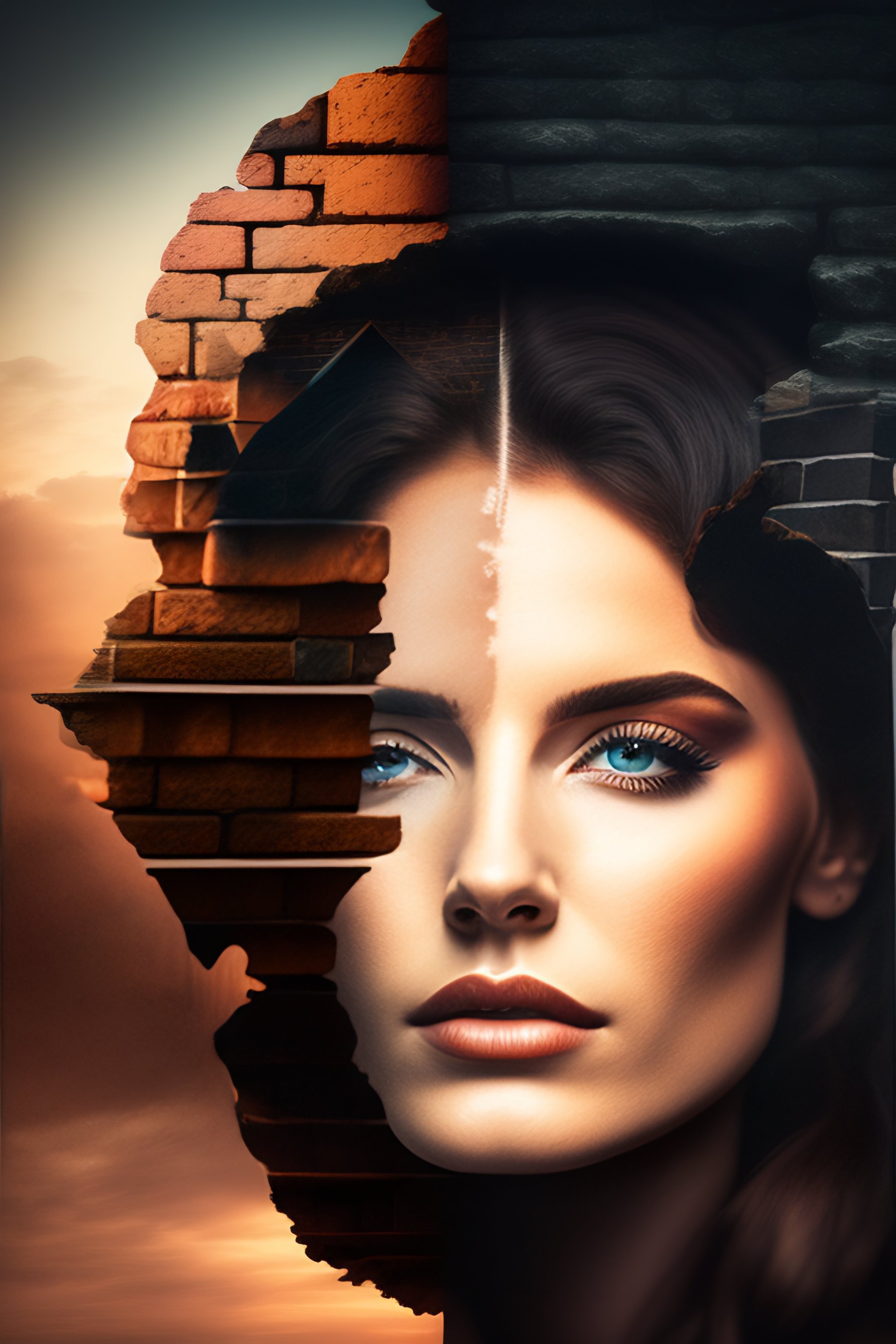 Lexica - Surrealism dark emotional and romantics paimt and brick double ...