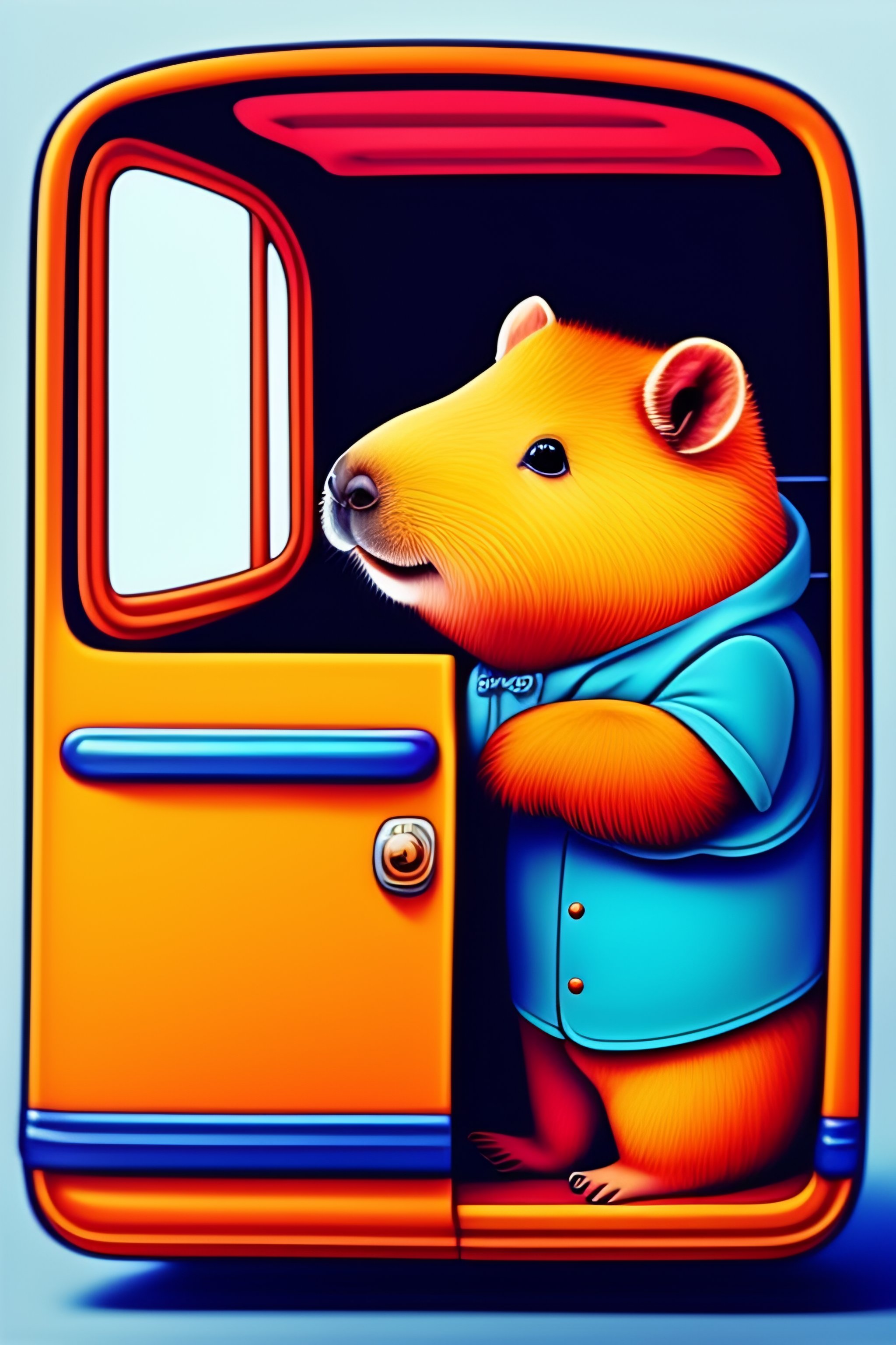 Lexica - Capybara with a barbie bag going to his school, 2d , old ...