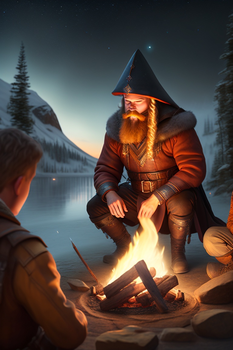 Lexica - Around the campfire, the Viking writes the code in runes.