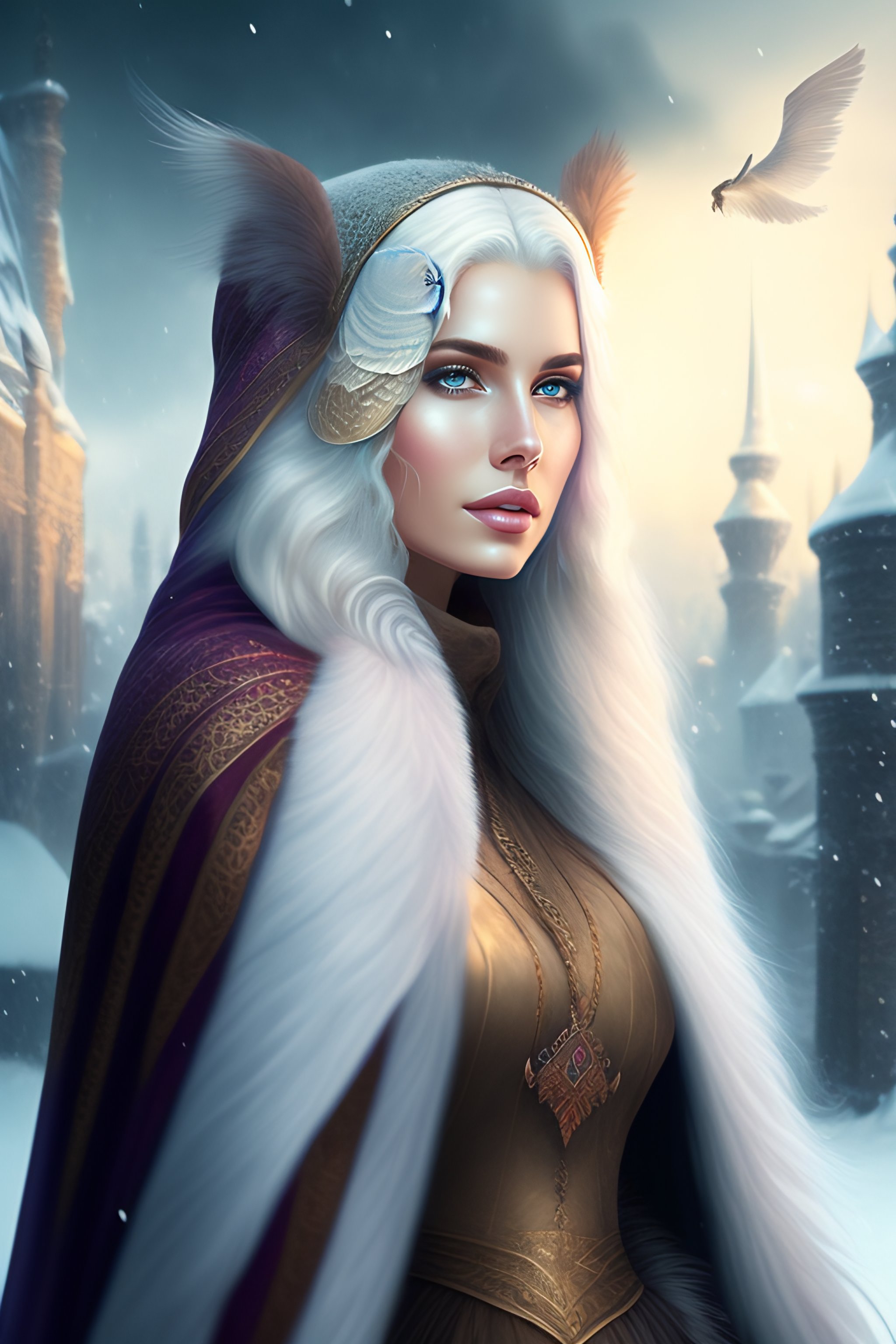 Lexica - A beautiful fantasy woman with long white hair wearing in ...