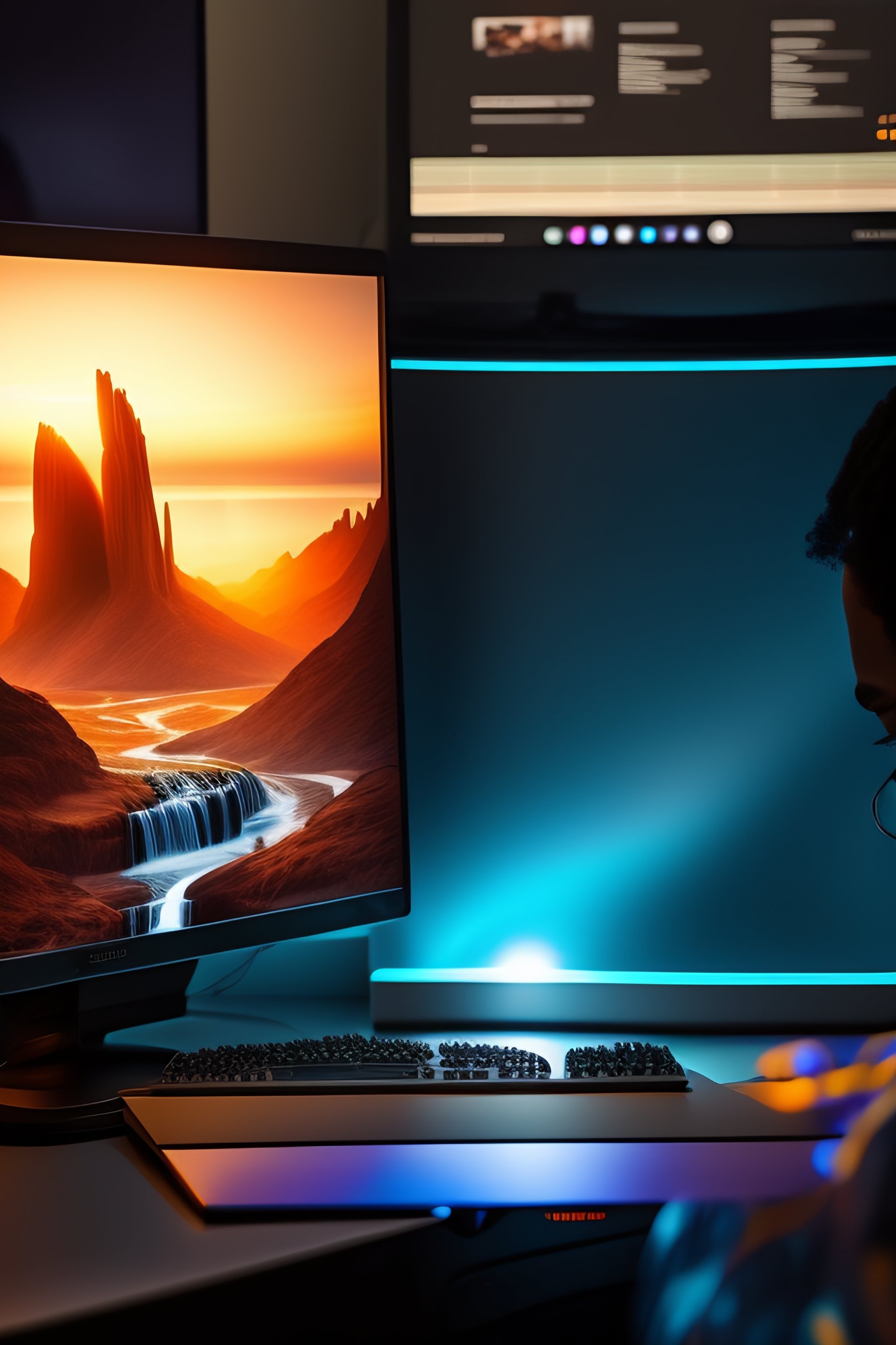 Lexica - A person is sitting at the computer and doing prompt ...