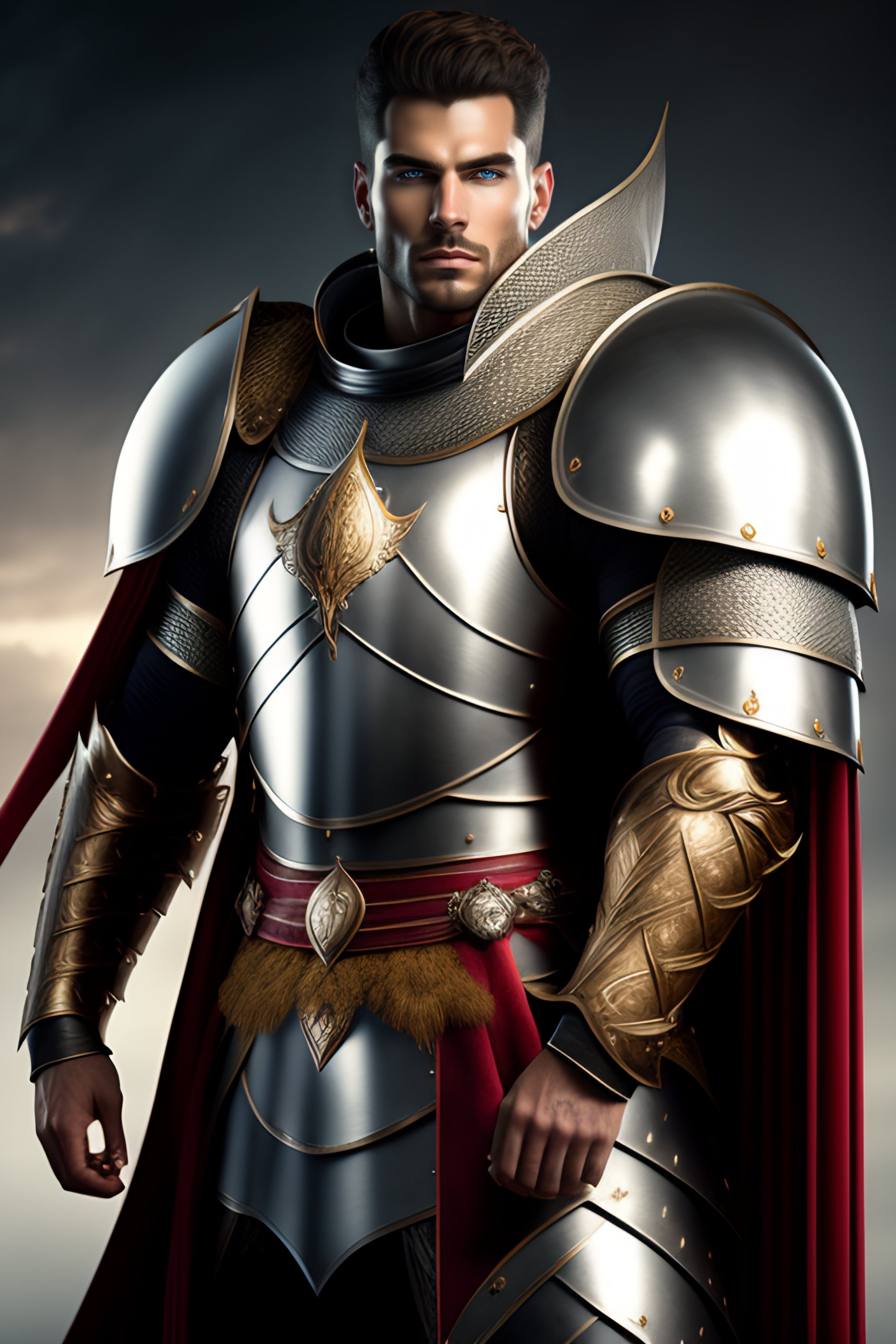 Lexica - Portrait of a male knight,scars,strong, cute face, white ...