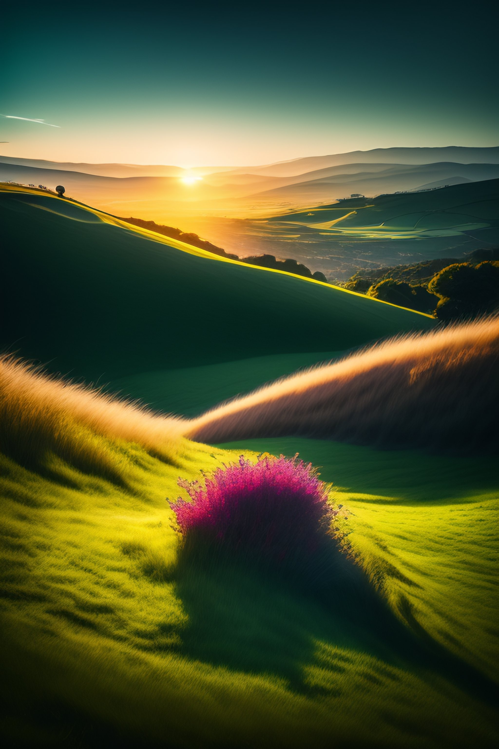 Lexica - Octipus floating, grassy hills, cinematic composition ...