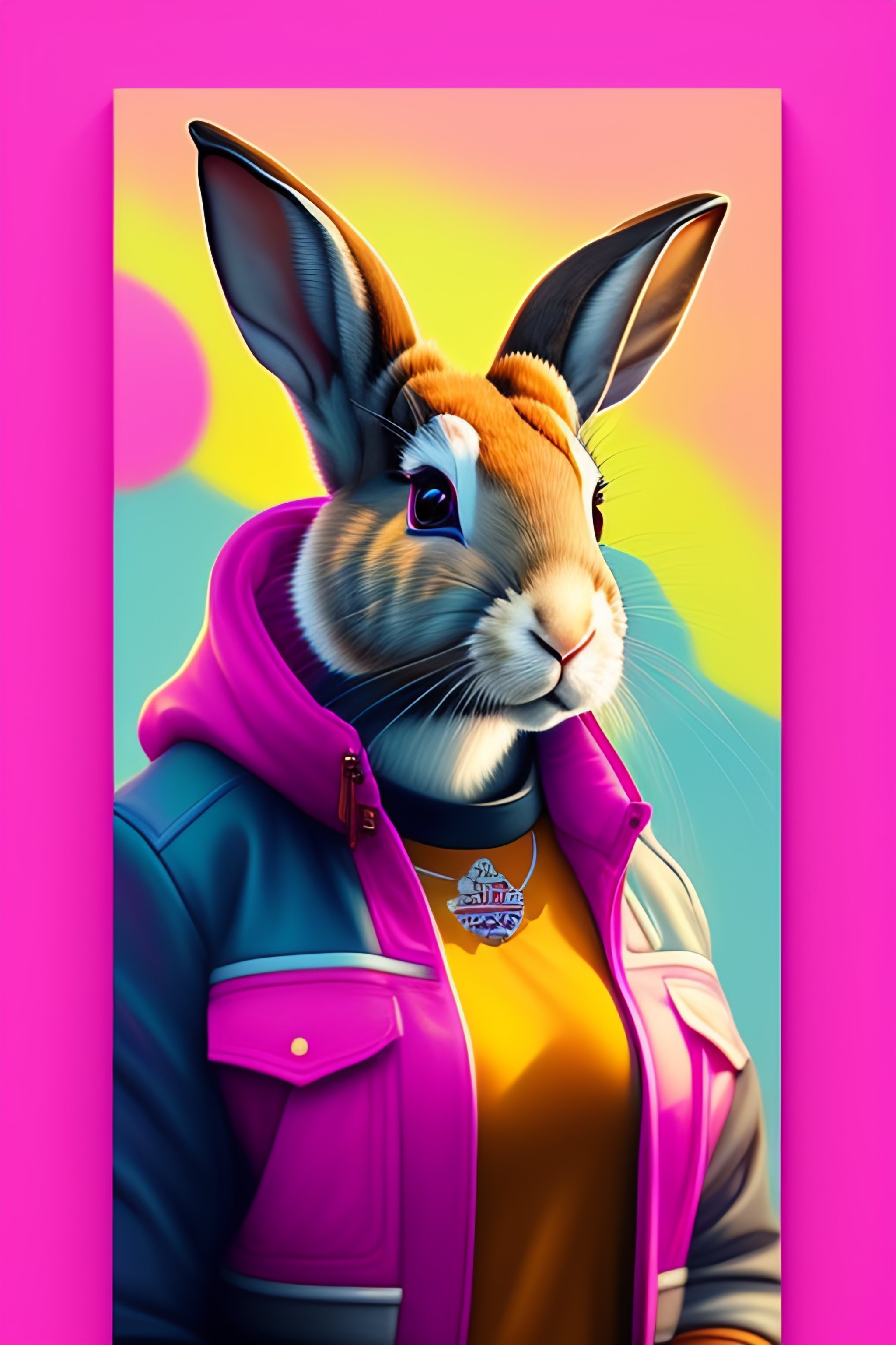 Lexica - Cartoony, happy Joe Rogan portrait painting of a rabbit ...