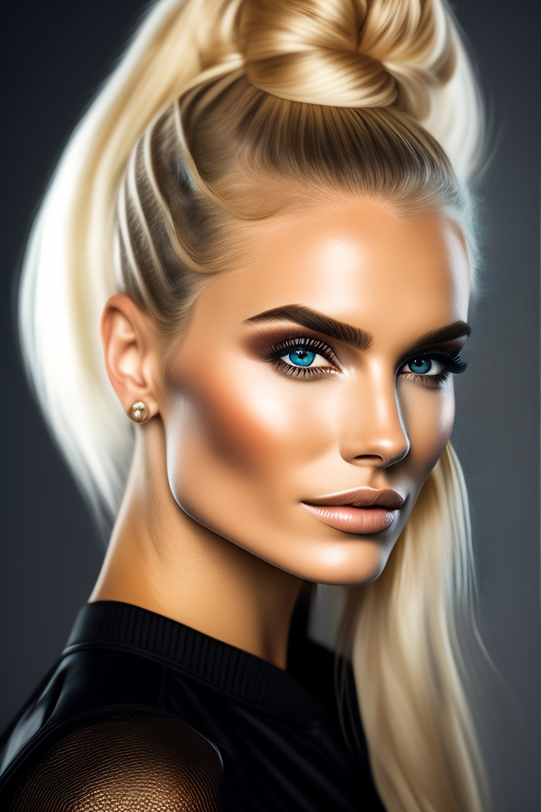 Lexica - Blonde girl with a ponytail, closeup