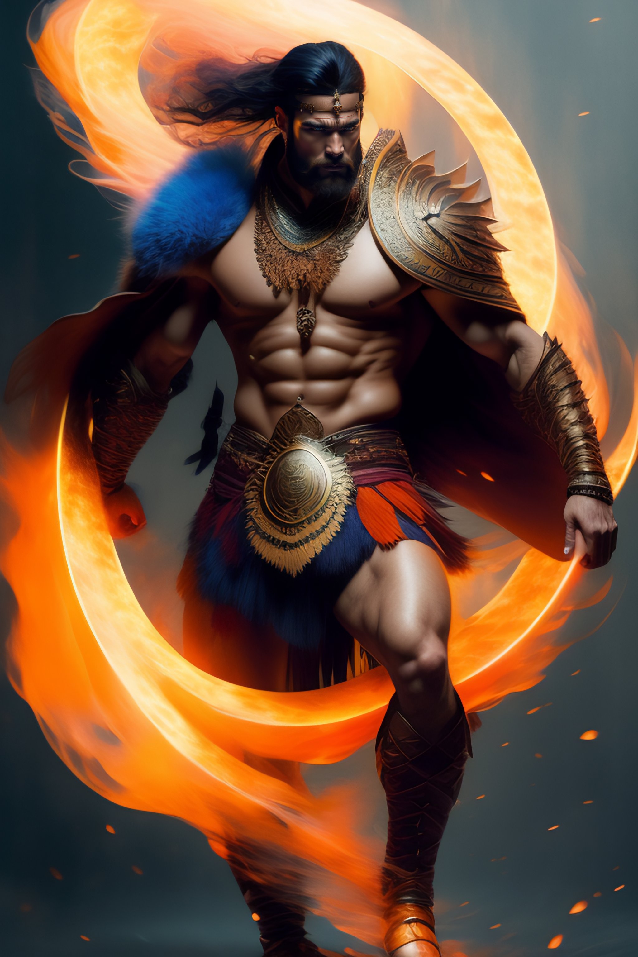 Lexica - Scottish male caucasian warrior, orange spike aura in motion ...