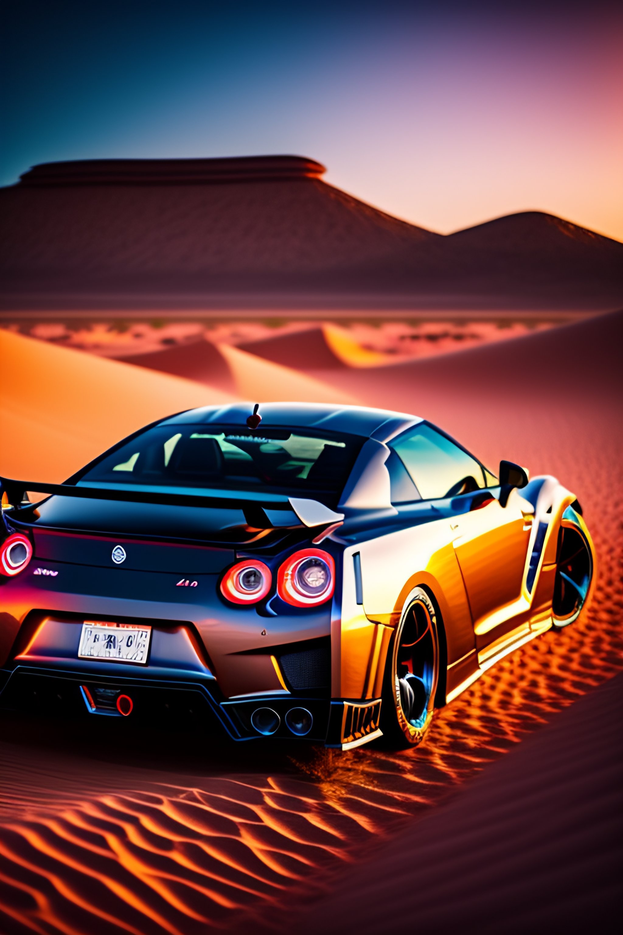 Lexica - GT-R, in the desert, cinematic photo, 4k, High brightness ...