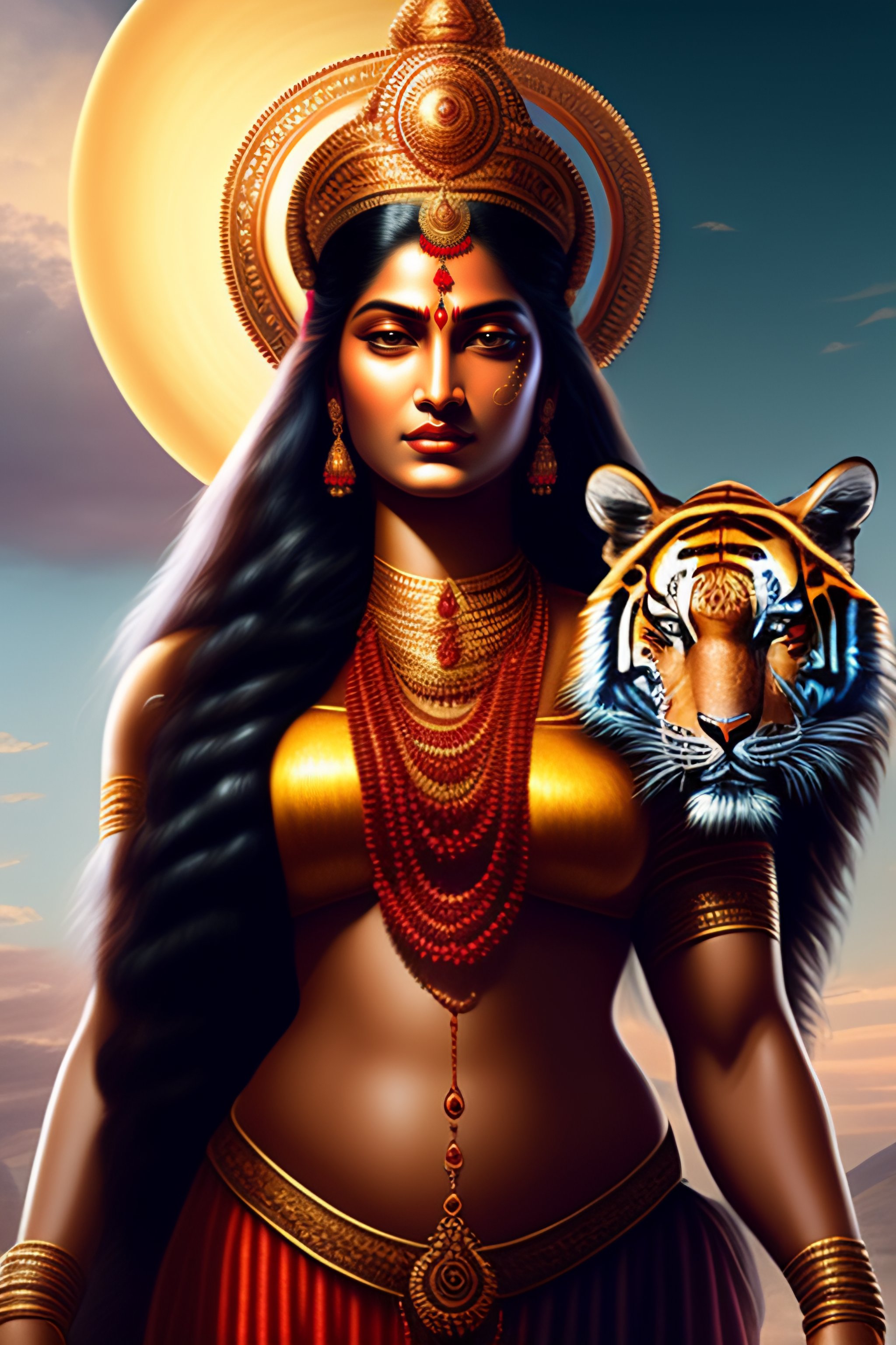 Lexica - Durga Goddess with tiger,