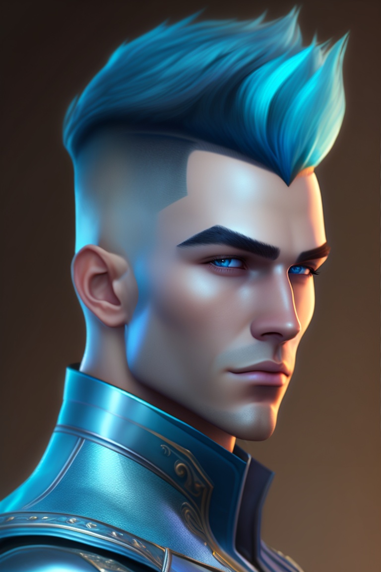 Lexica - A male fantasy avatar image, showing only the head. Blueish ...