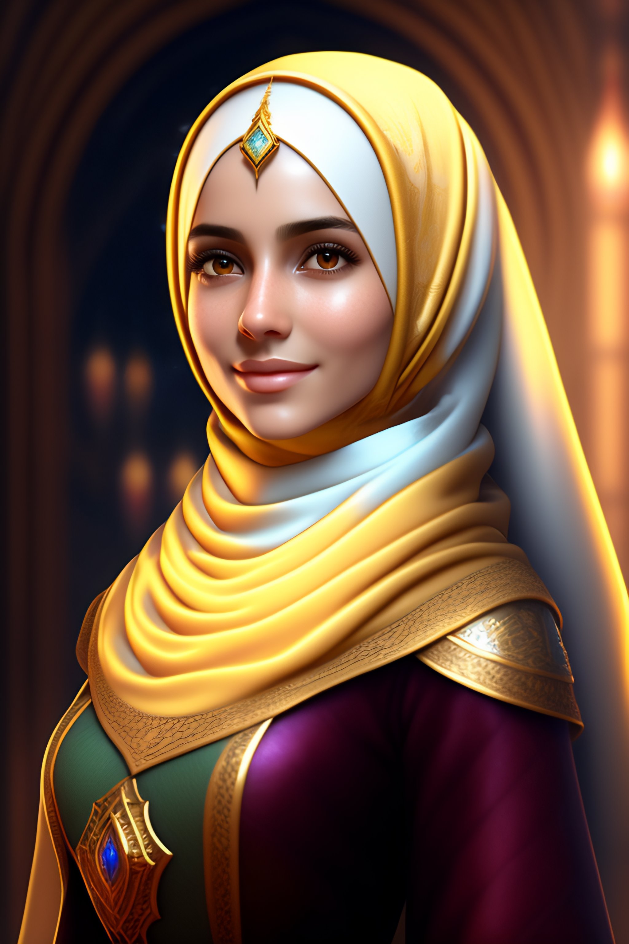Lexica - Cute hijab girl in medieval light mage clothing, ((seed:657949))