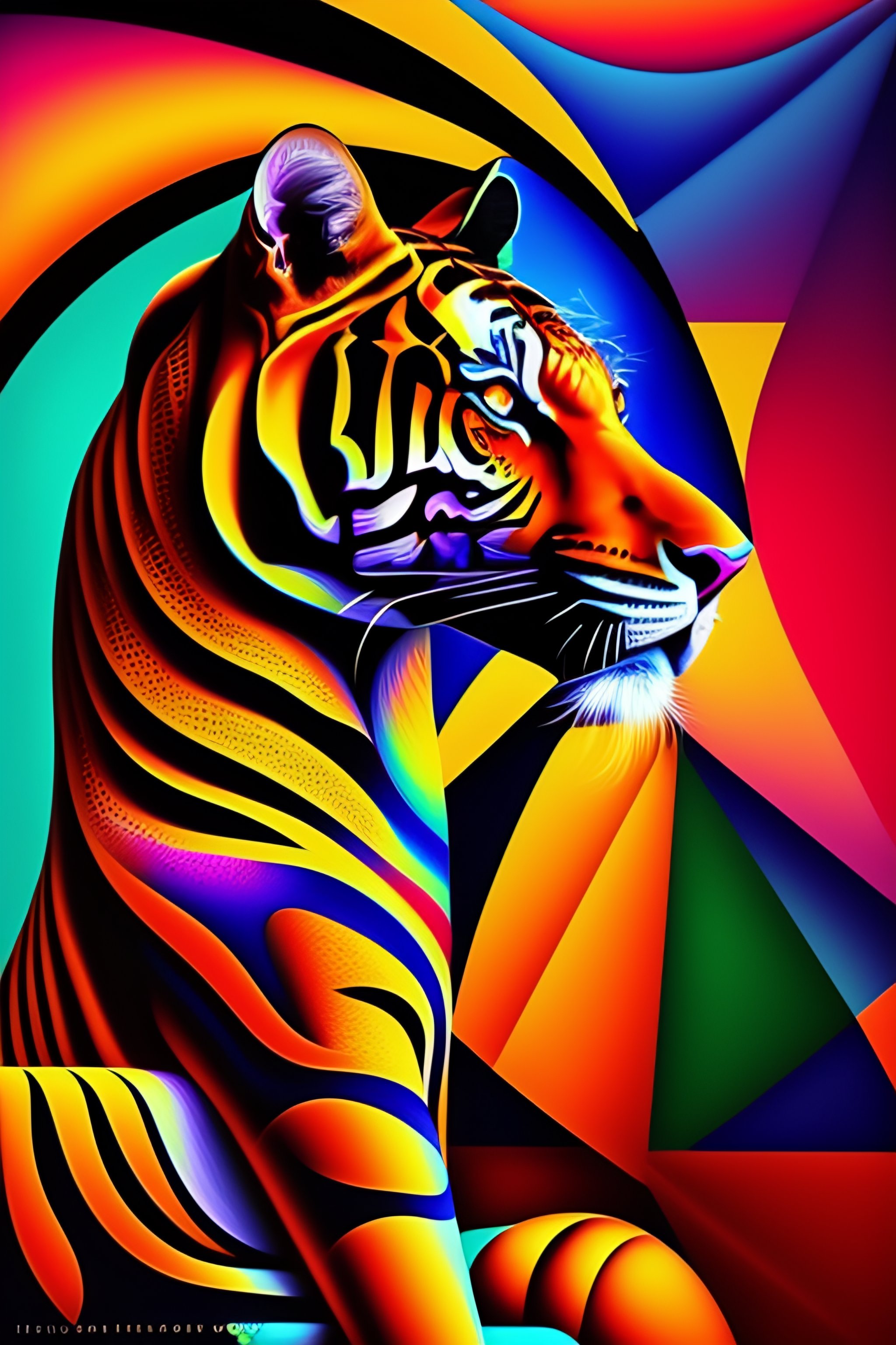 Lexica - Geometric, psychedelic, Picasso style tiger