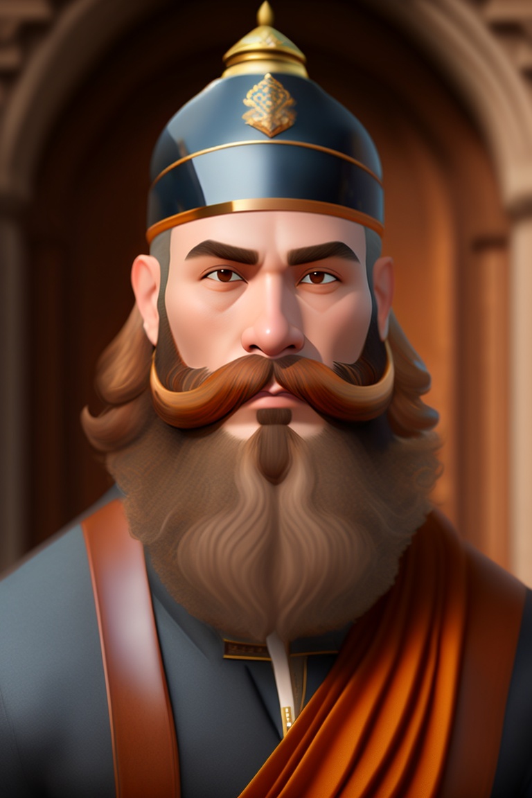 Lexica - Front face monk , beard moustache