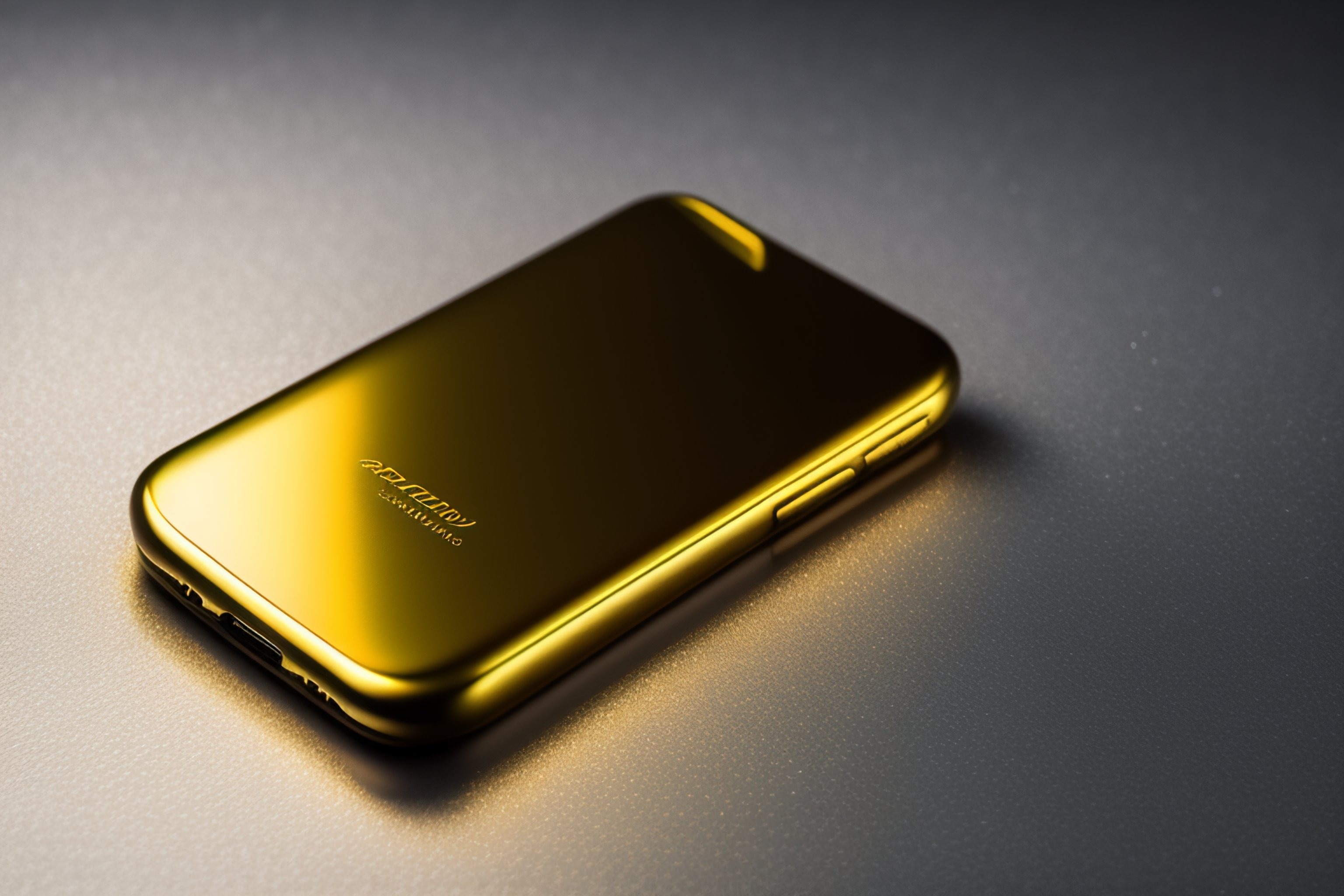 Lexica - A thin gold-colored smartphone, on a white background.