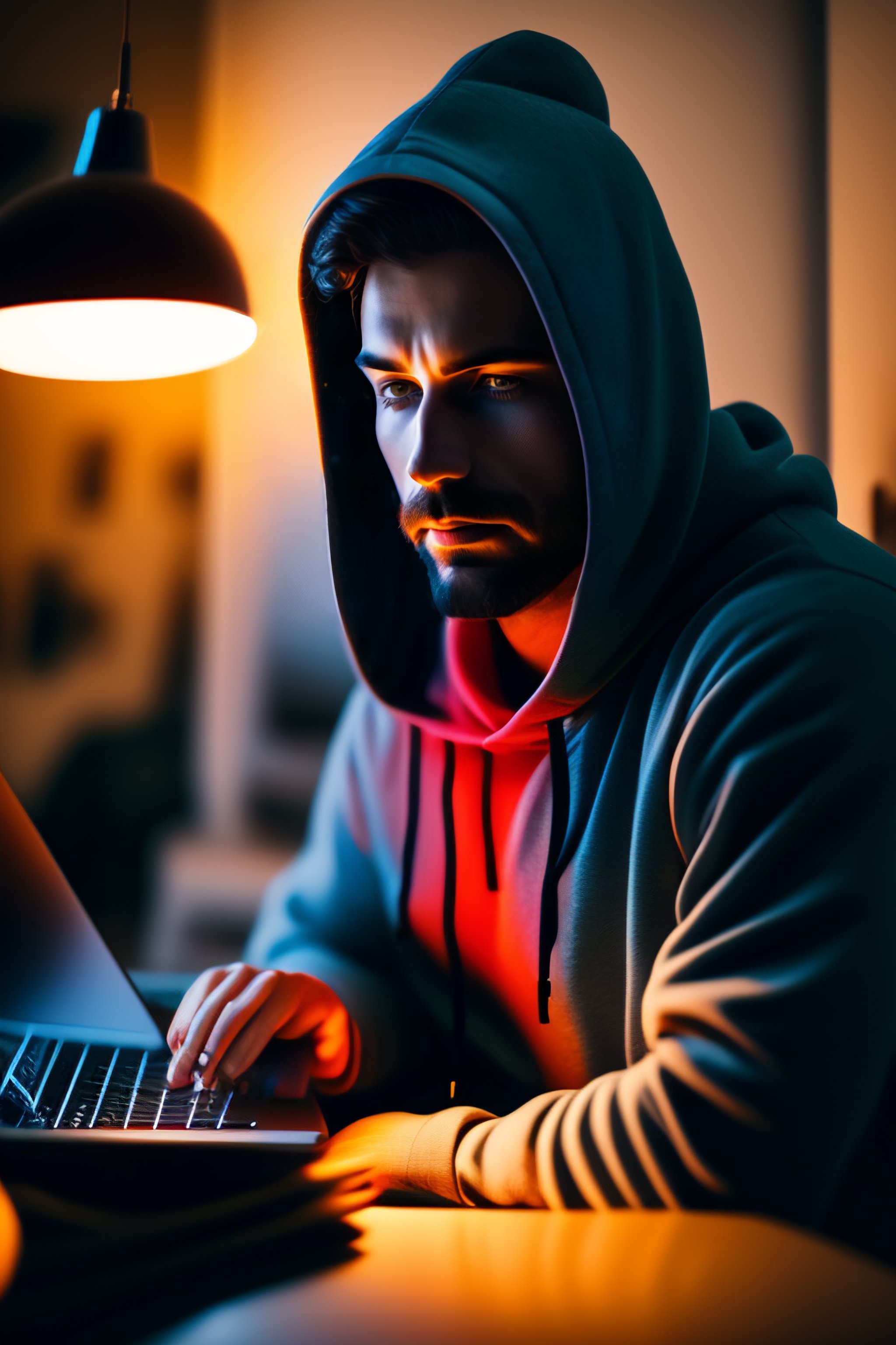 Lexica - Tired caucasian mid 40s software developer wearing hoodie ...