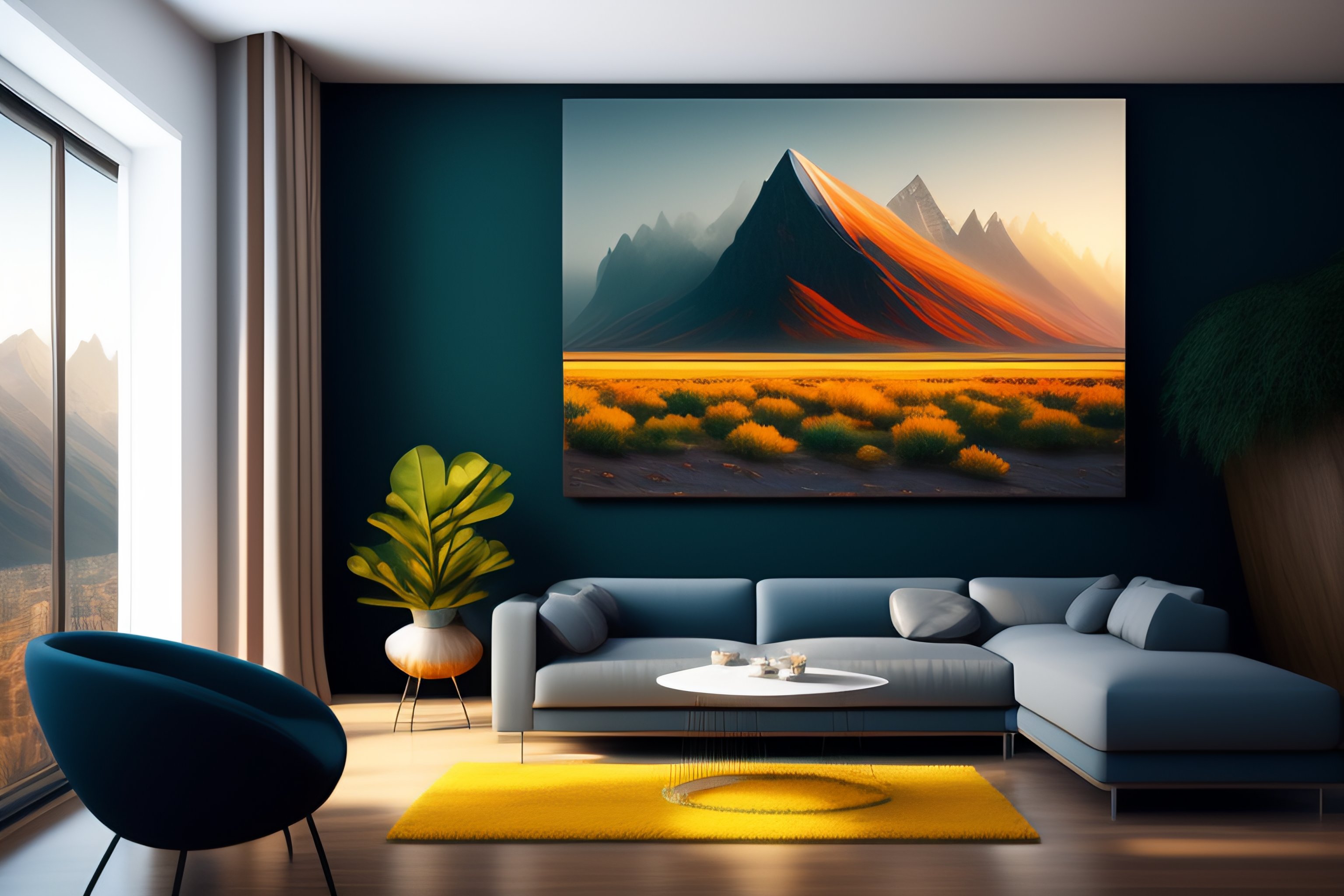 Lexica - Painting on the wall in the room, perfect composition ...