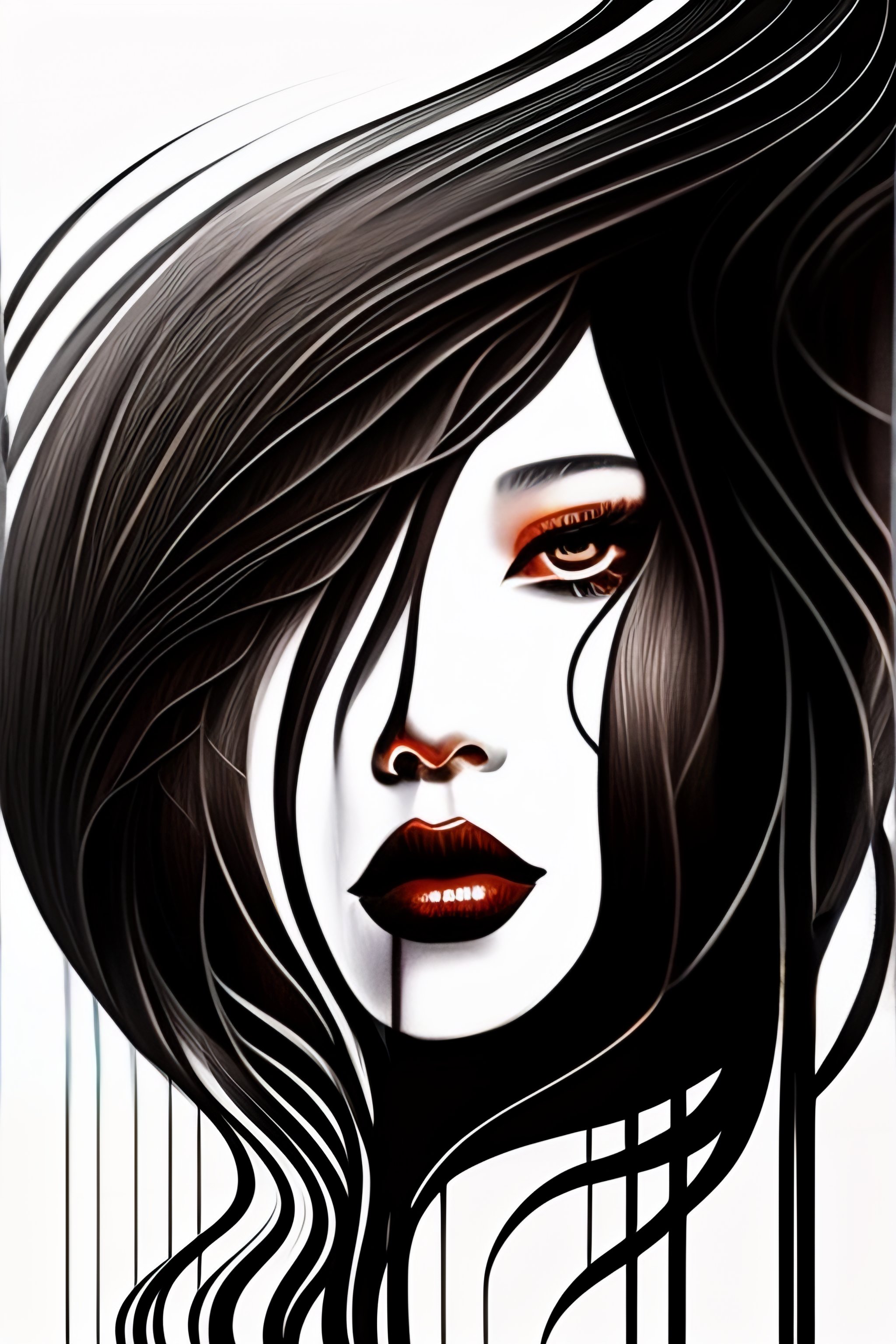 Lexica - Abstract creepy face drawn with lines