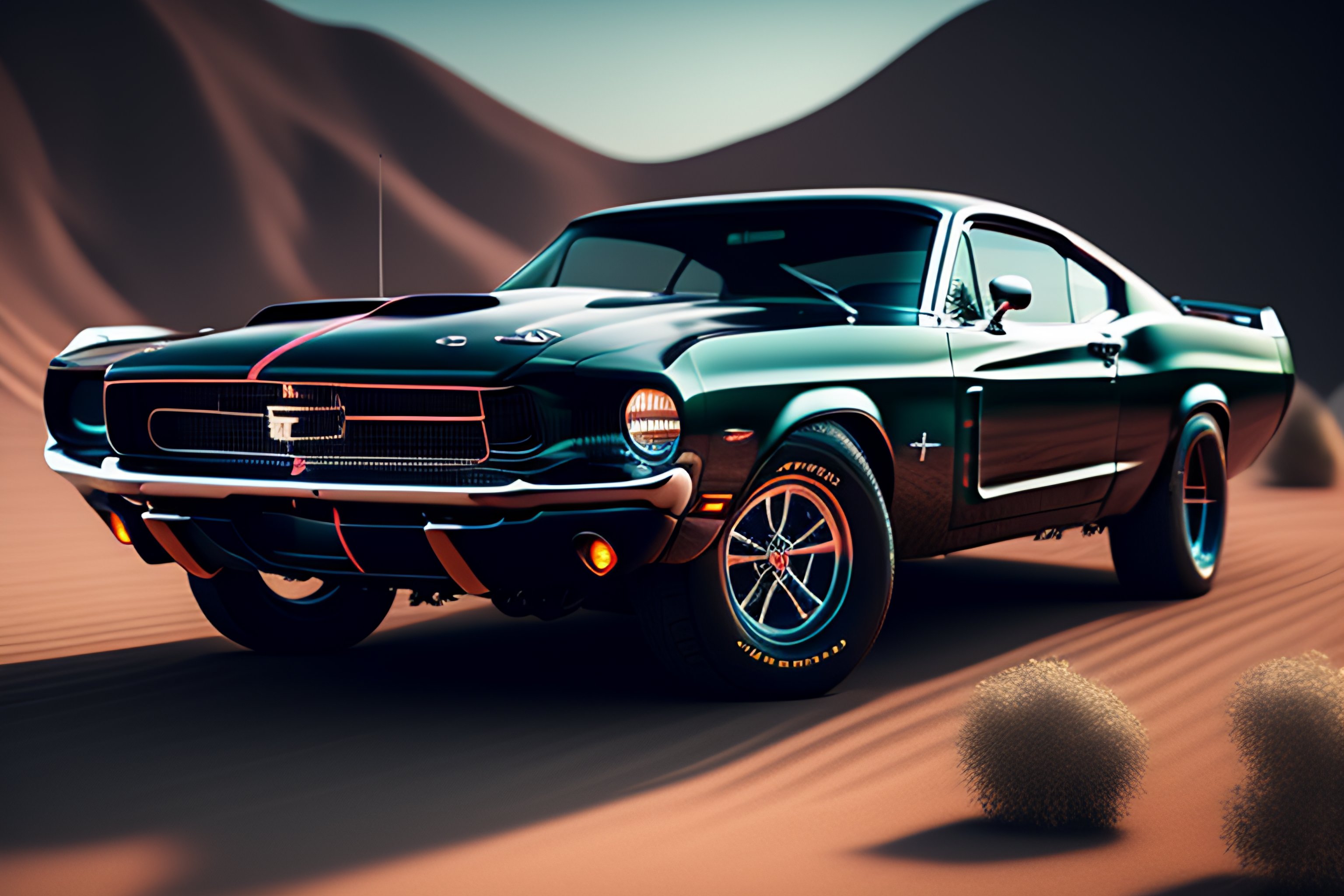 Lexica - Mechanized garrage, ford mustang, dodge charger, hummer ...