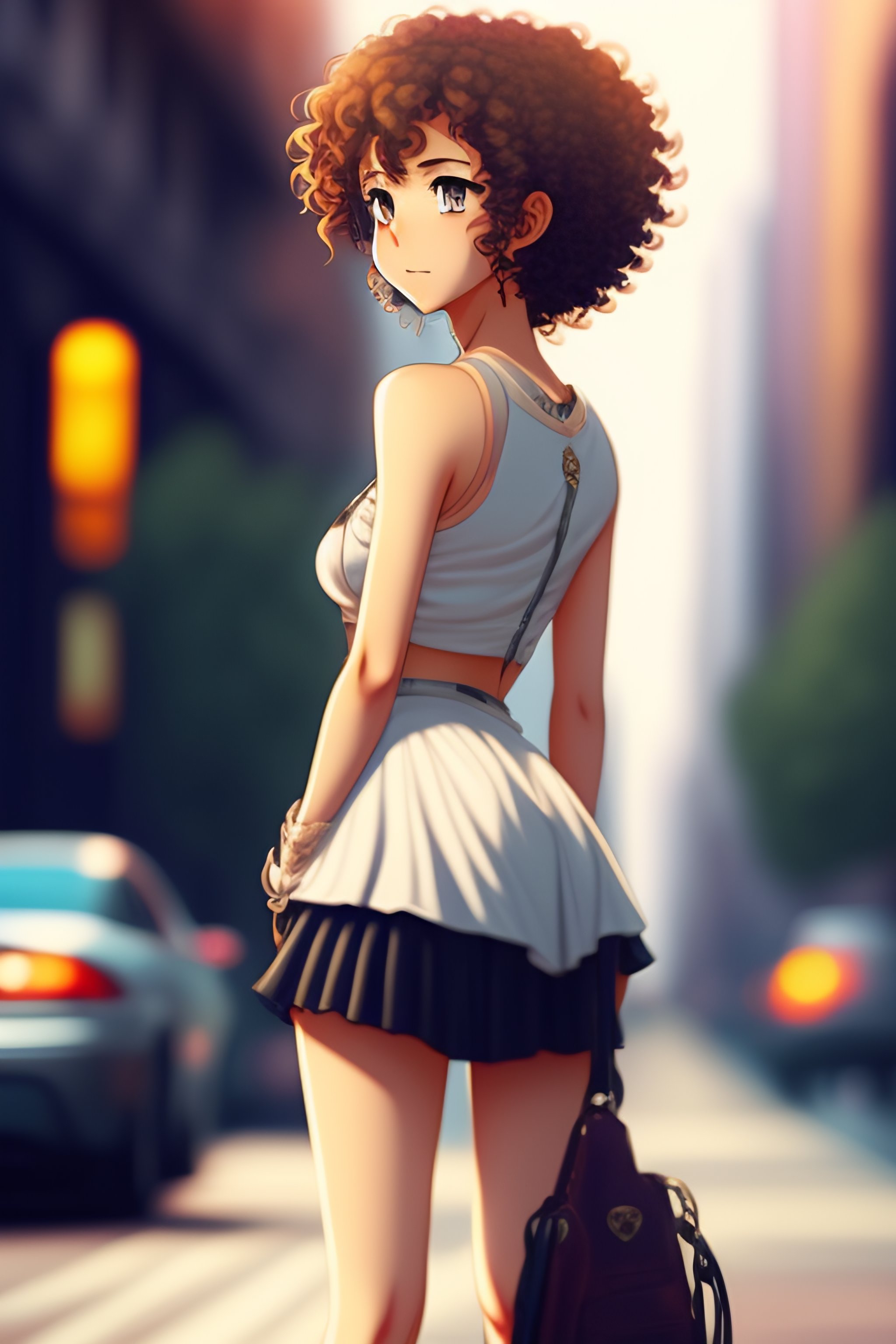 Lexica Anime Style Cute Anime Girl 19 Years Old Back View Far From Camera Medium Curly