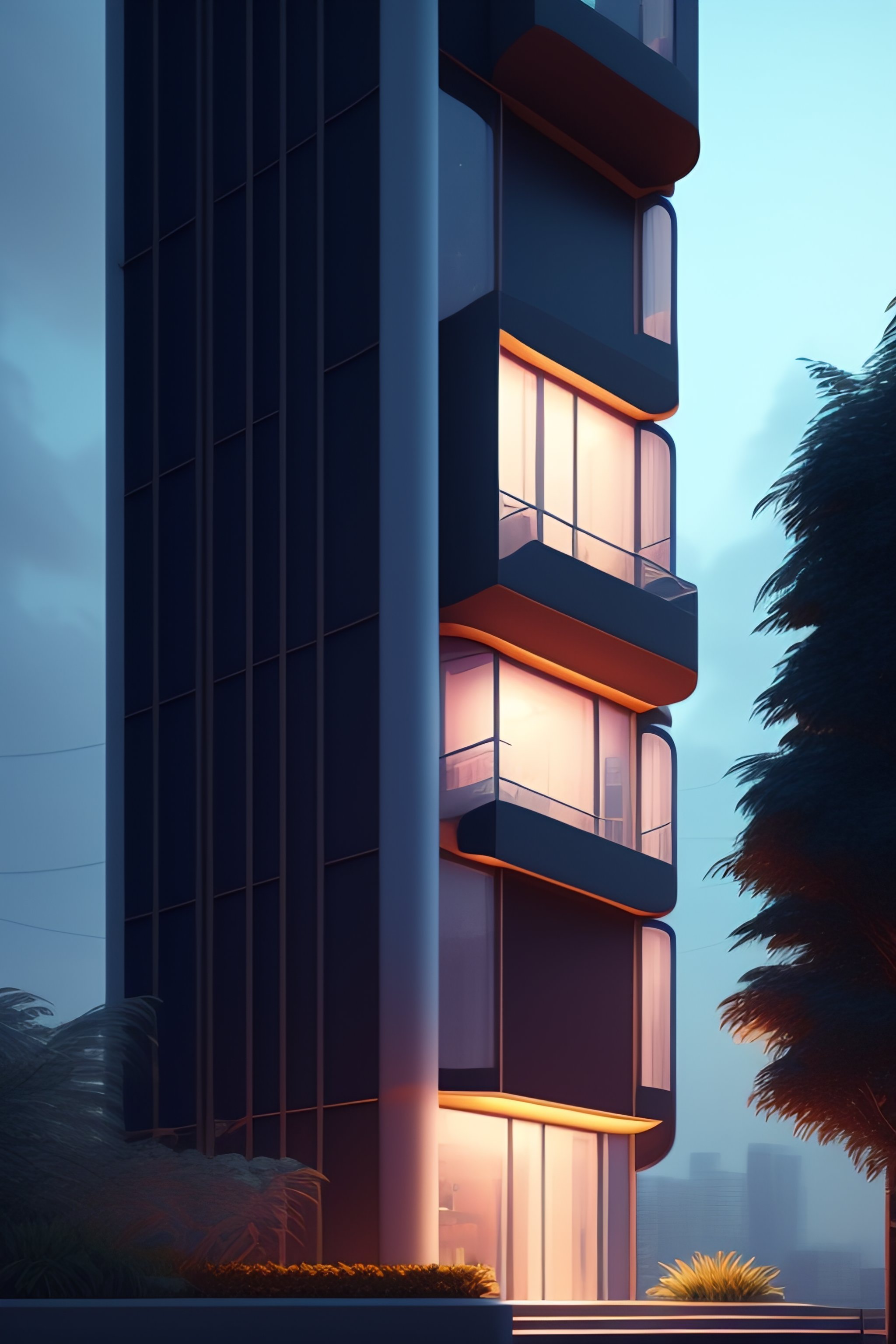 Lexica - A skyscraper house in the suburbs unreal engine, cozy indoor ...