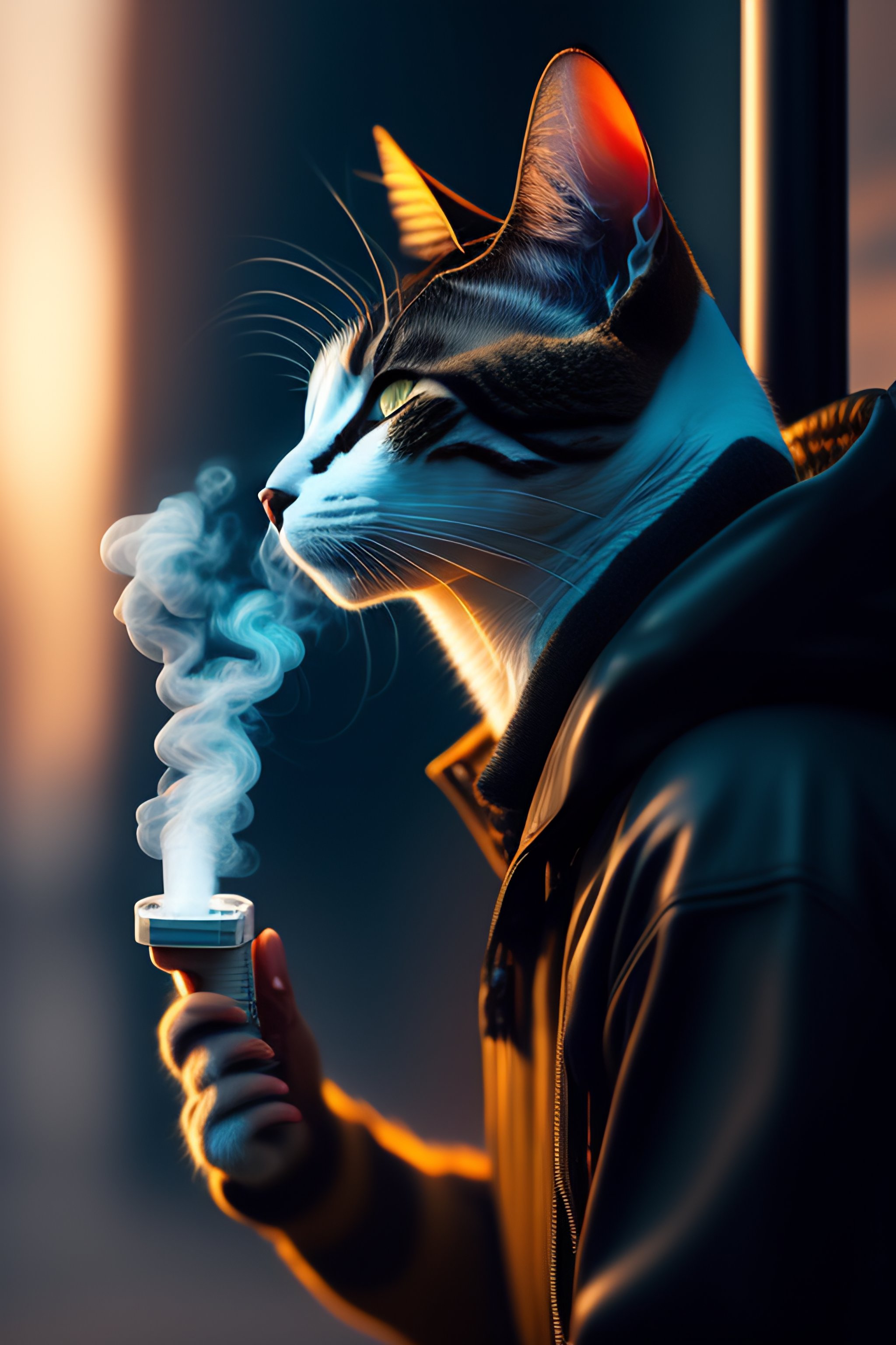 Cat Smoking Cigarette