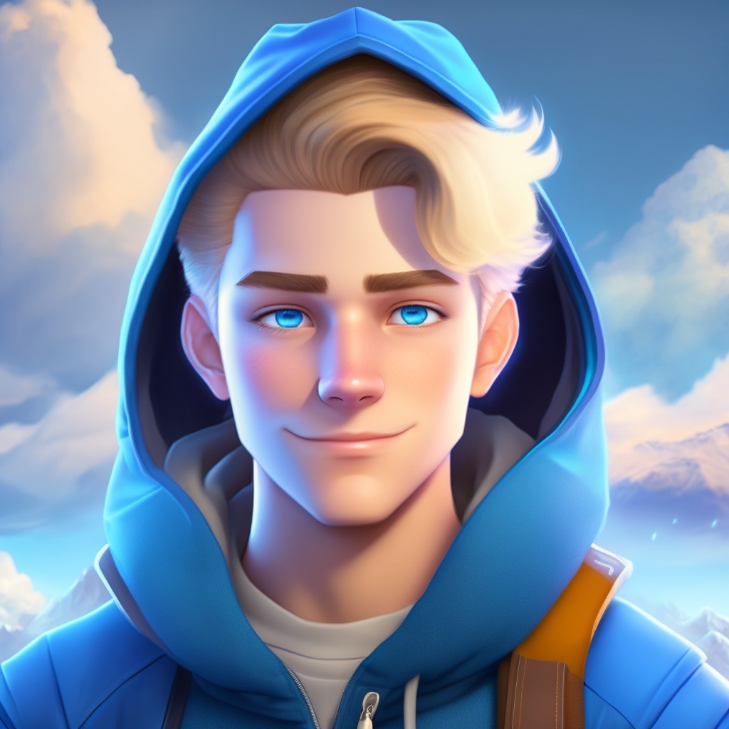 Lexica - A cartoon character, a 19-year-old boy with blonde hair and ...