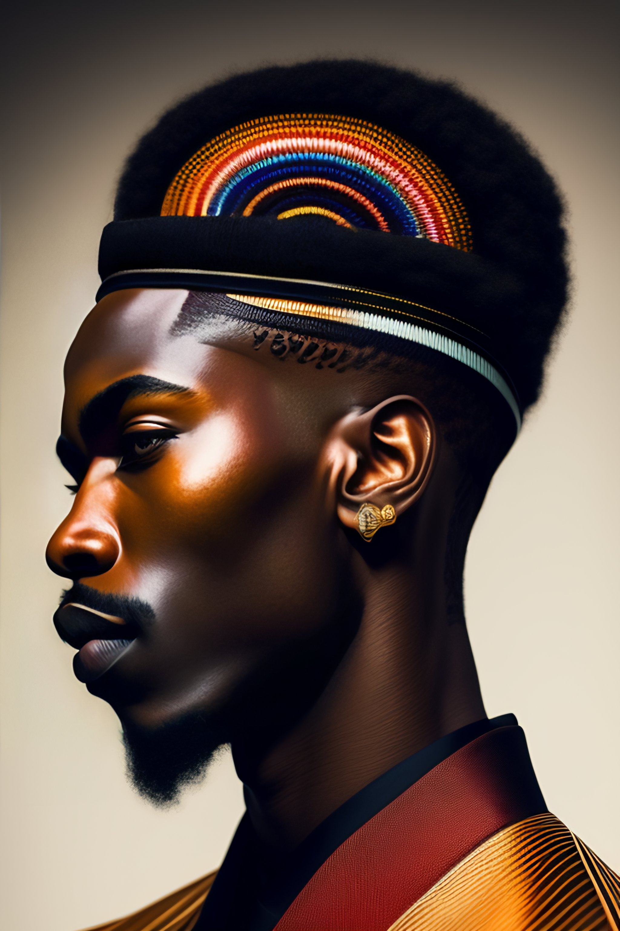 Lexica - A portrait of a black man, illustrative + visionary art +simetric