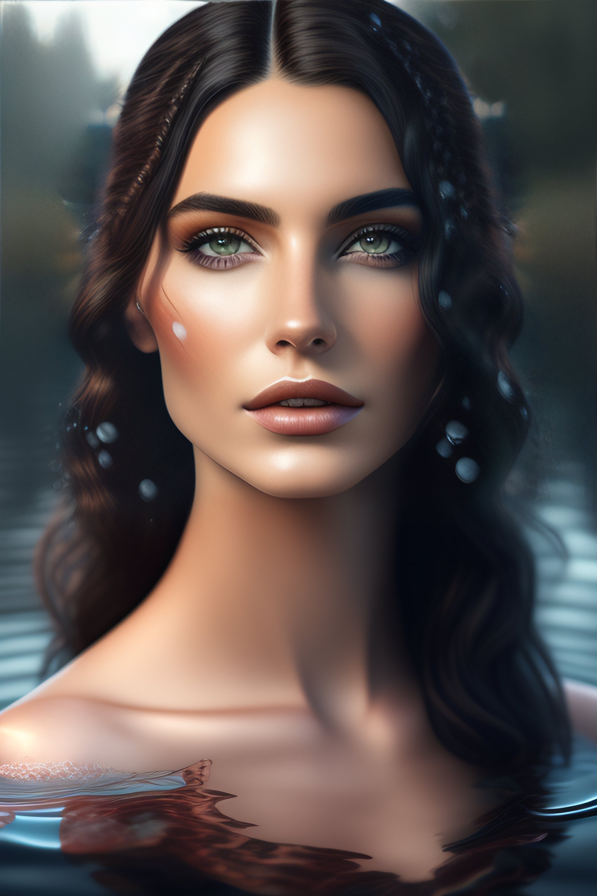 Lexica - Realistic gothic digital art portrait with water