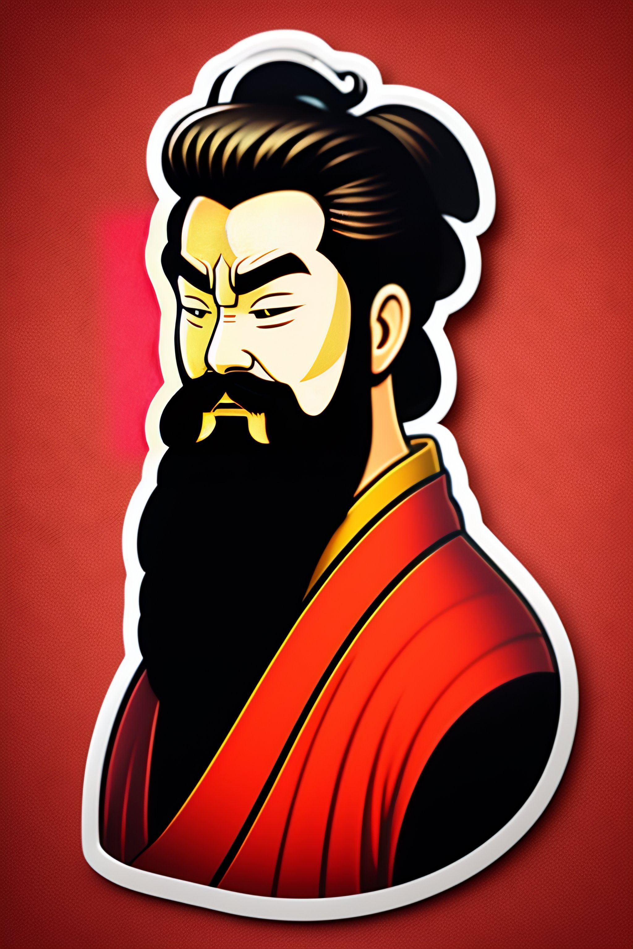 Lexica - Evil confucius cartoon sticker, anime style, solid background ...