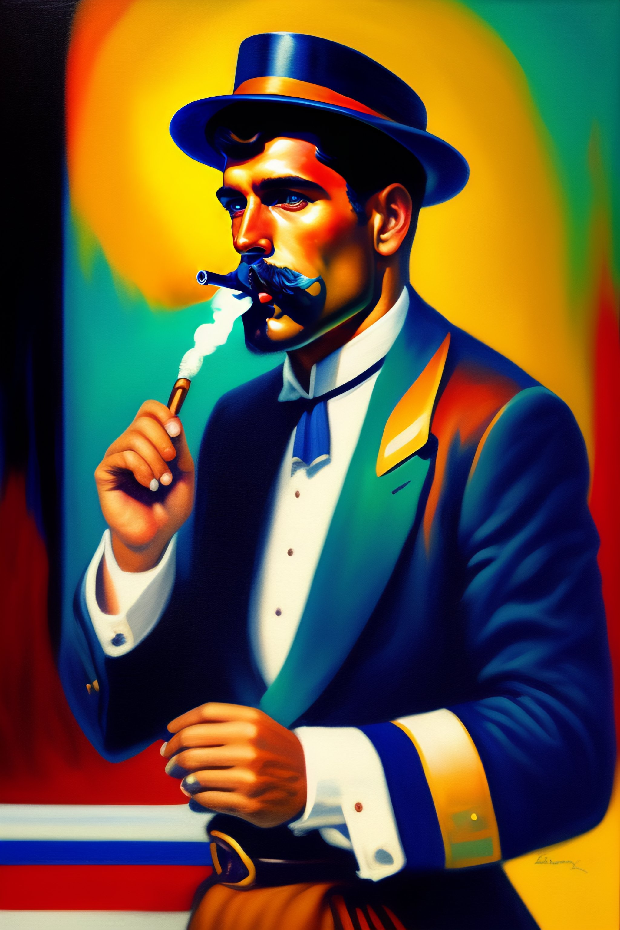 Lexica - Create an expressionist painting of a sailor man smoking a pipe