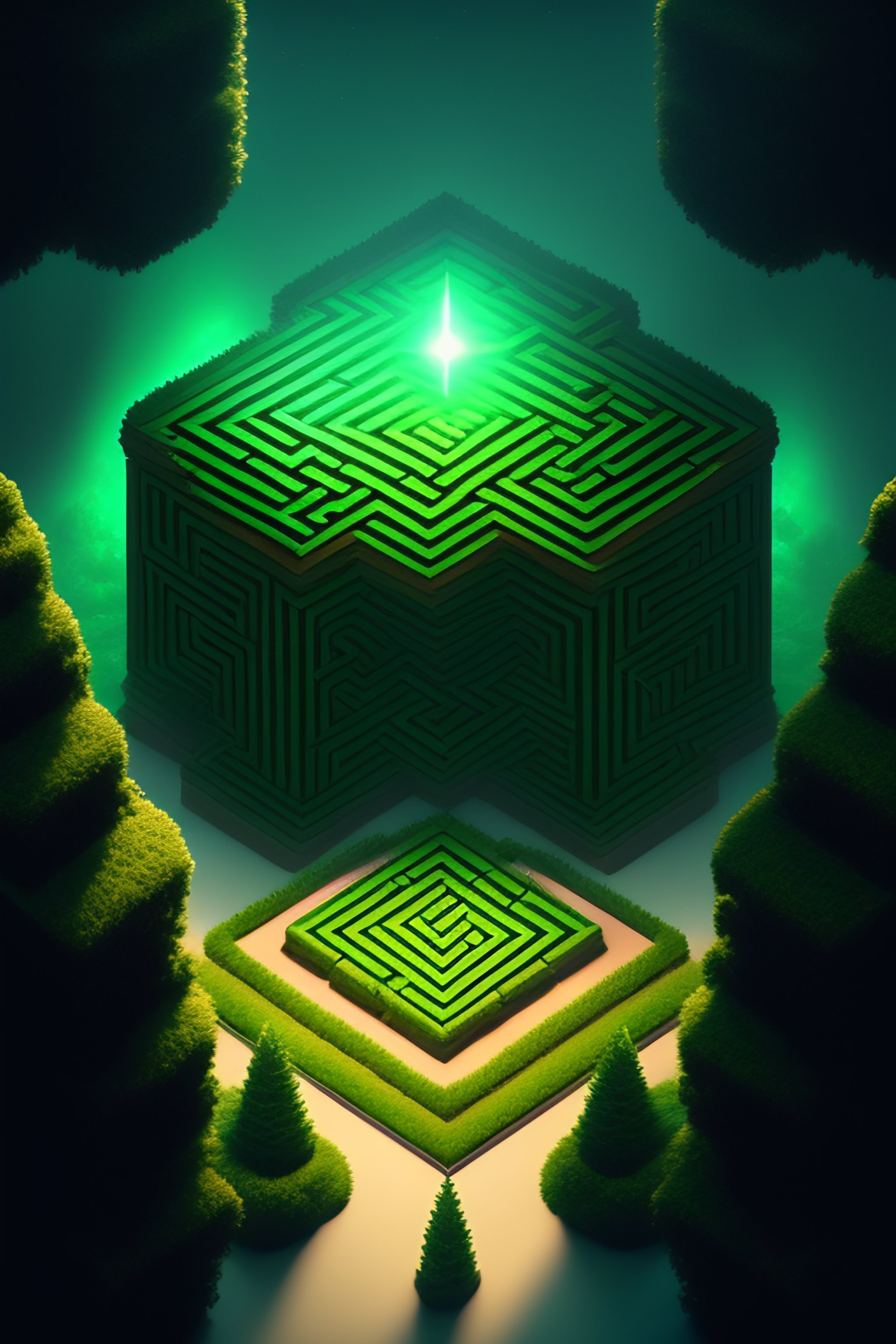 Lexica - Lost in a emerald maze,labyrinth from above, huge jade golem ...