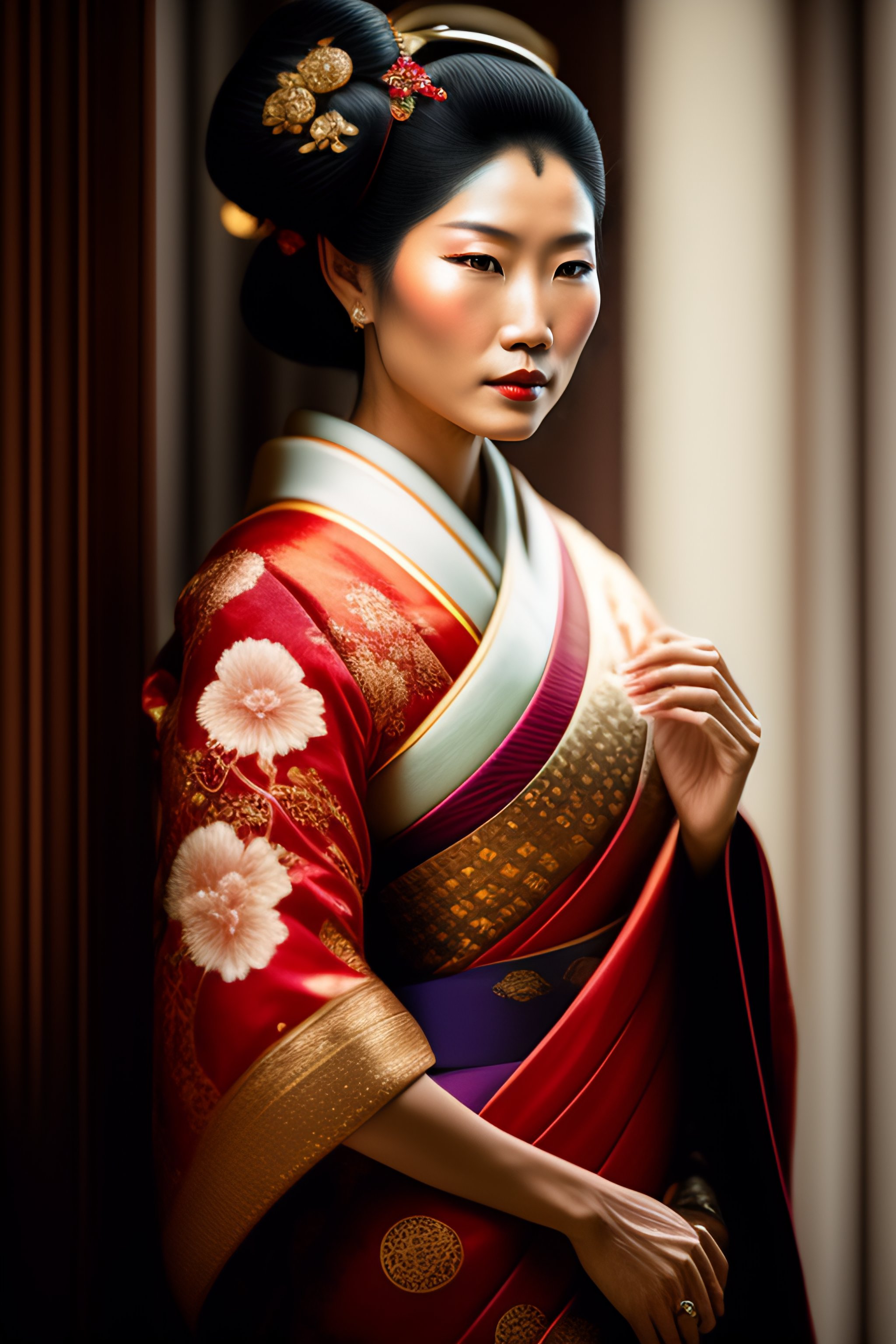 Lexica - Geisha, one light, intricate, elegant, highly detailed ...