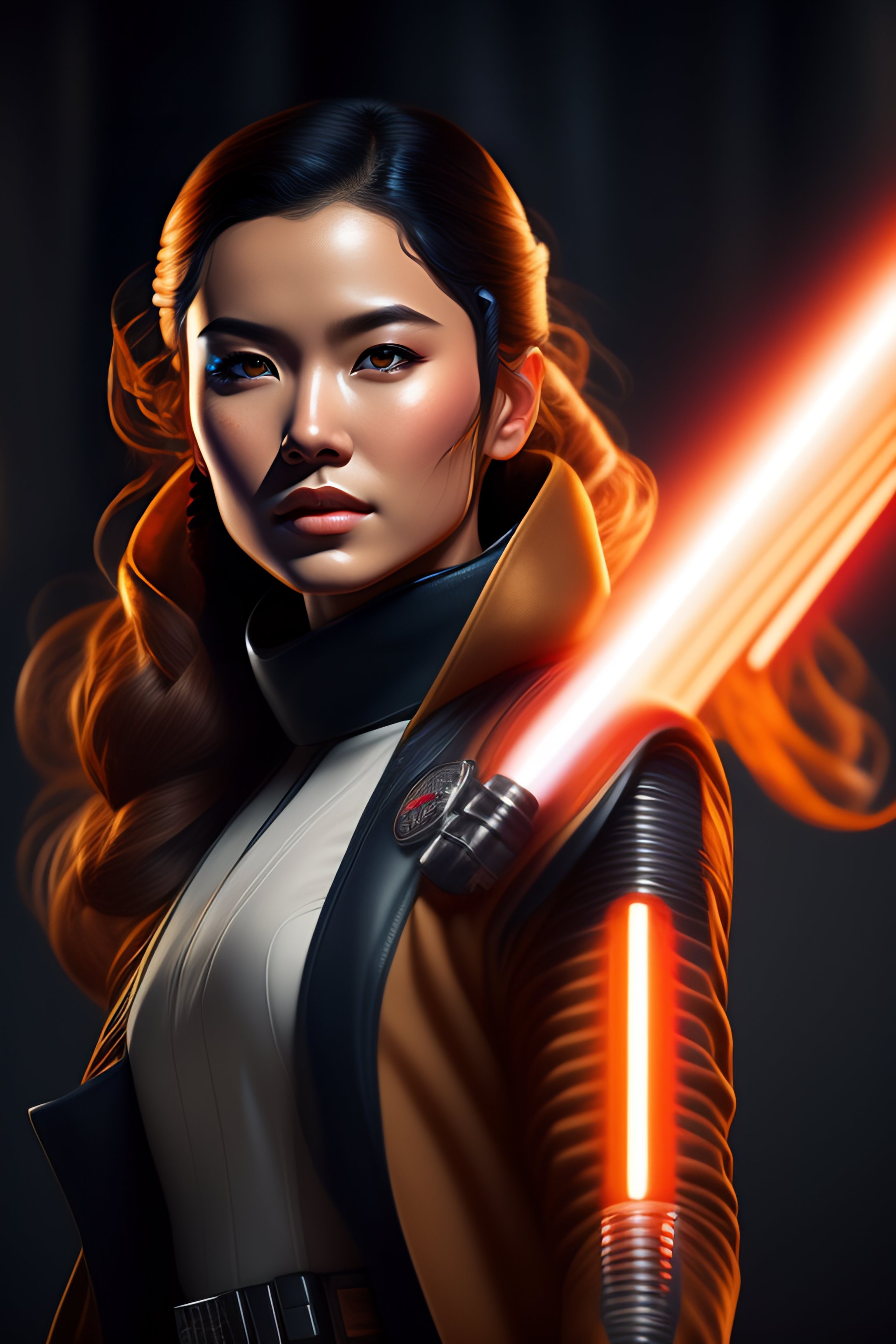 Lexica - Professional portrait of young jedi woman with a blaster, Star ...