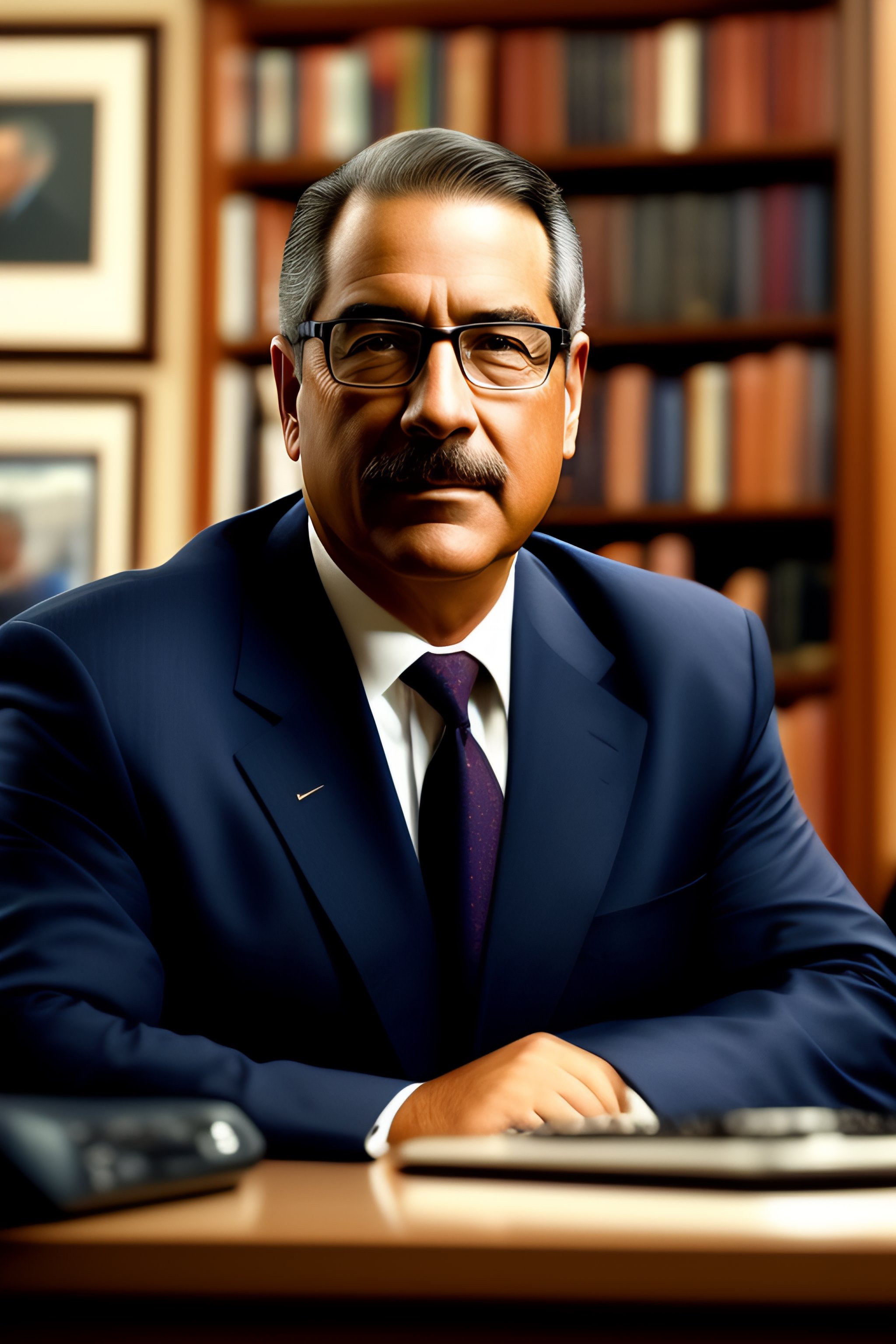 Lexica - Portrait of Gary Heller at Desk with Computers