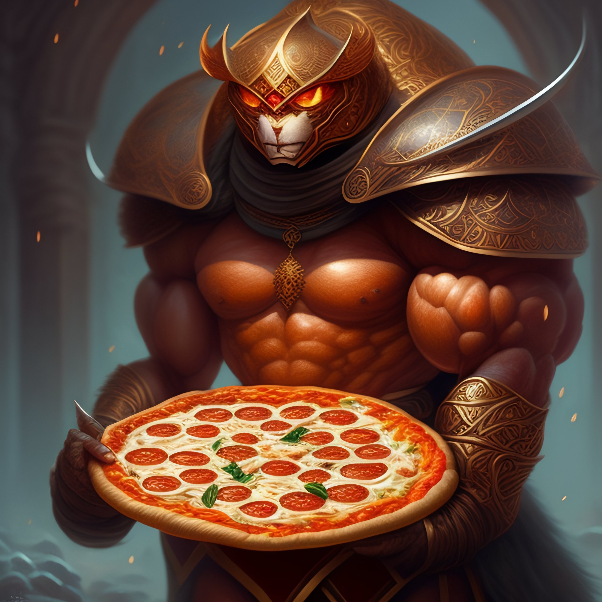 Lexica - Ultra realistic illustration of golem made of pizza, intricate ...