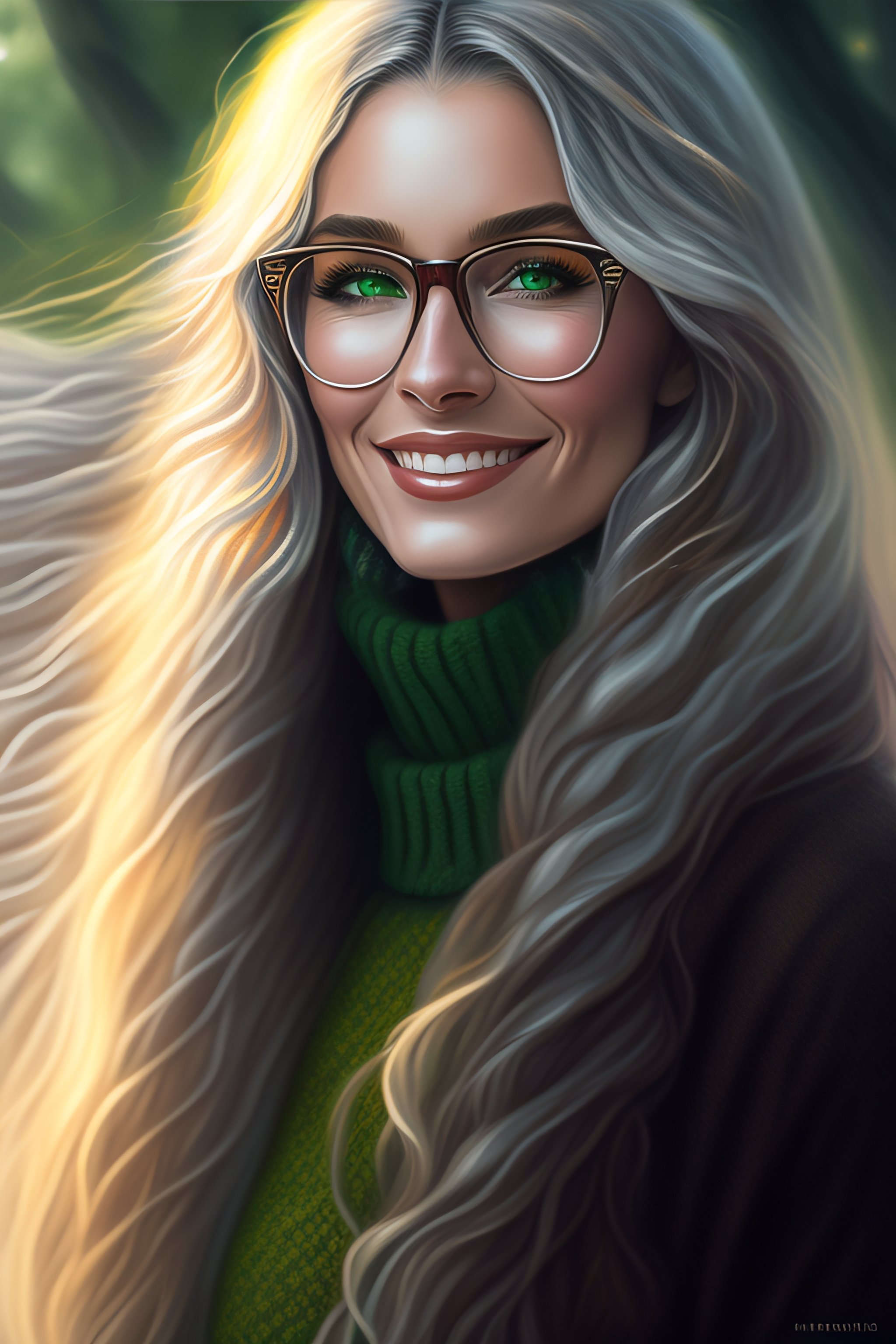 Lexica - A highly detailed illustration of beautiful long silver haired ...
