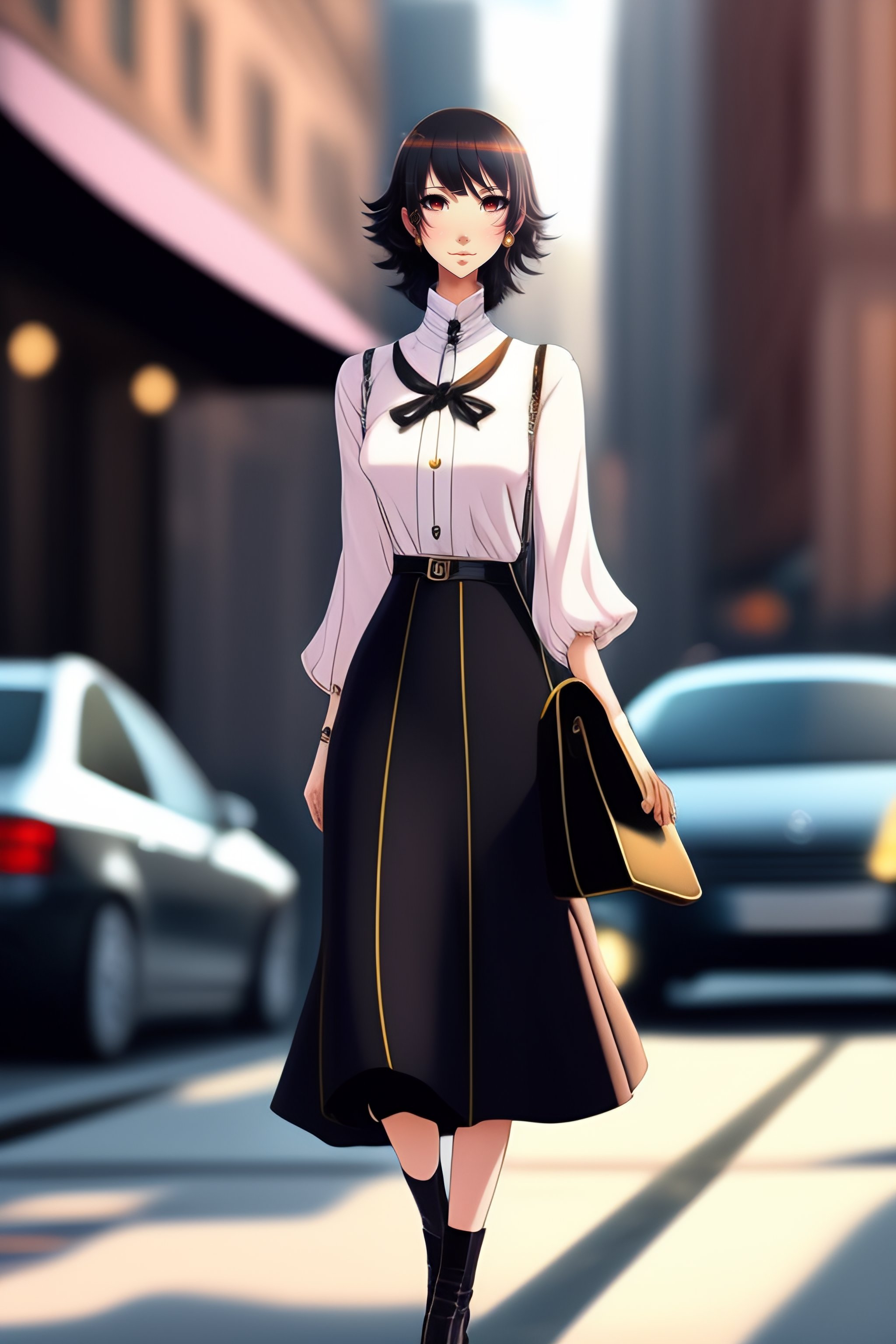 Lexica - Anime cartoon of a woman wearing an elegant modest dress below ...